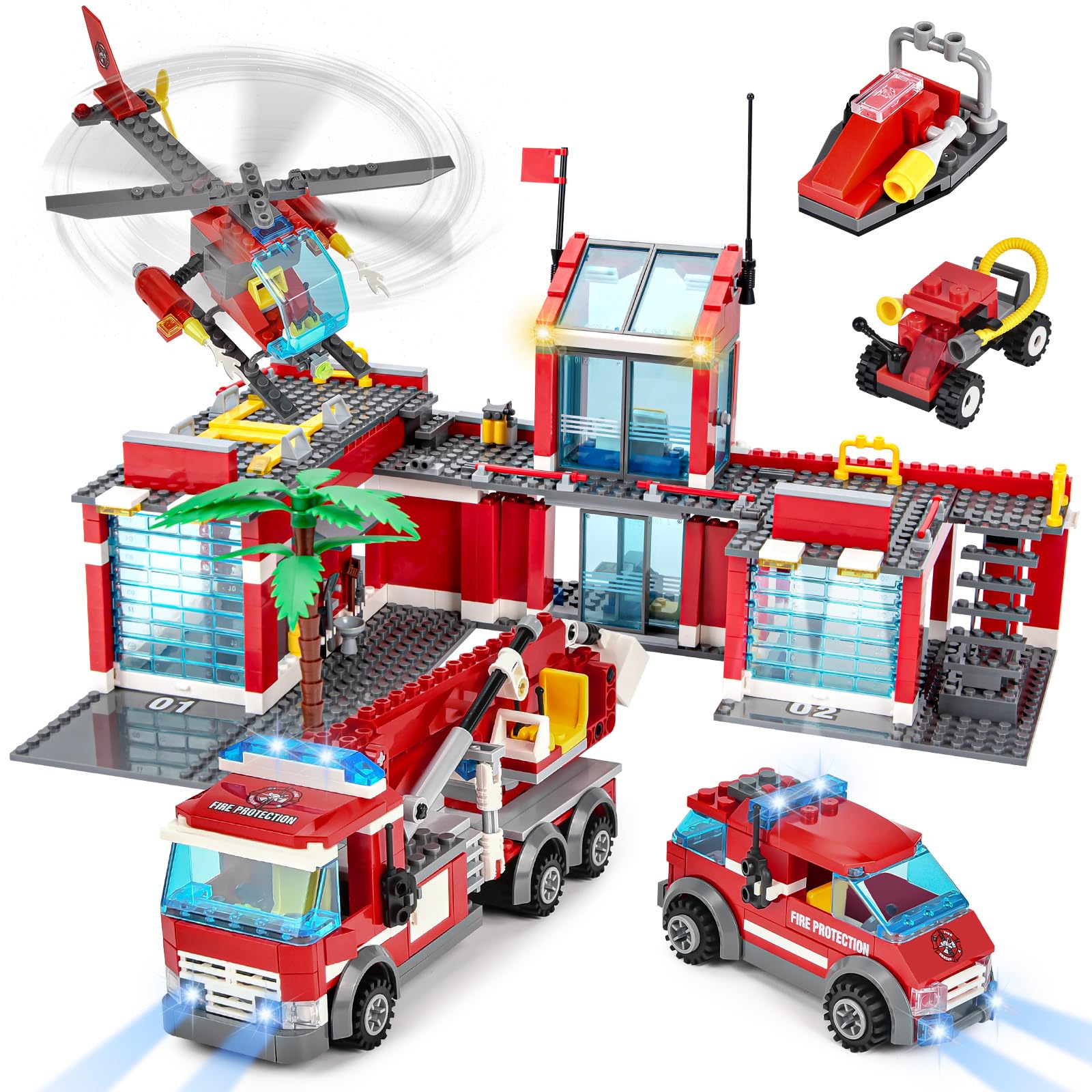 IEEILULU City Feuerwehr Bausteine, Feuerwehrstation Set Kinder ...