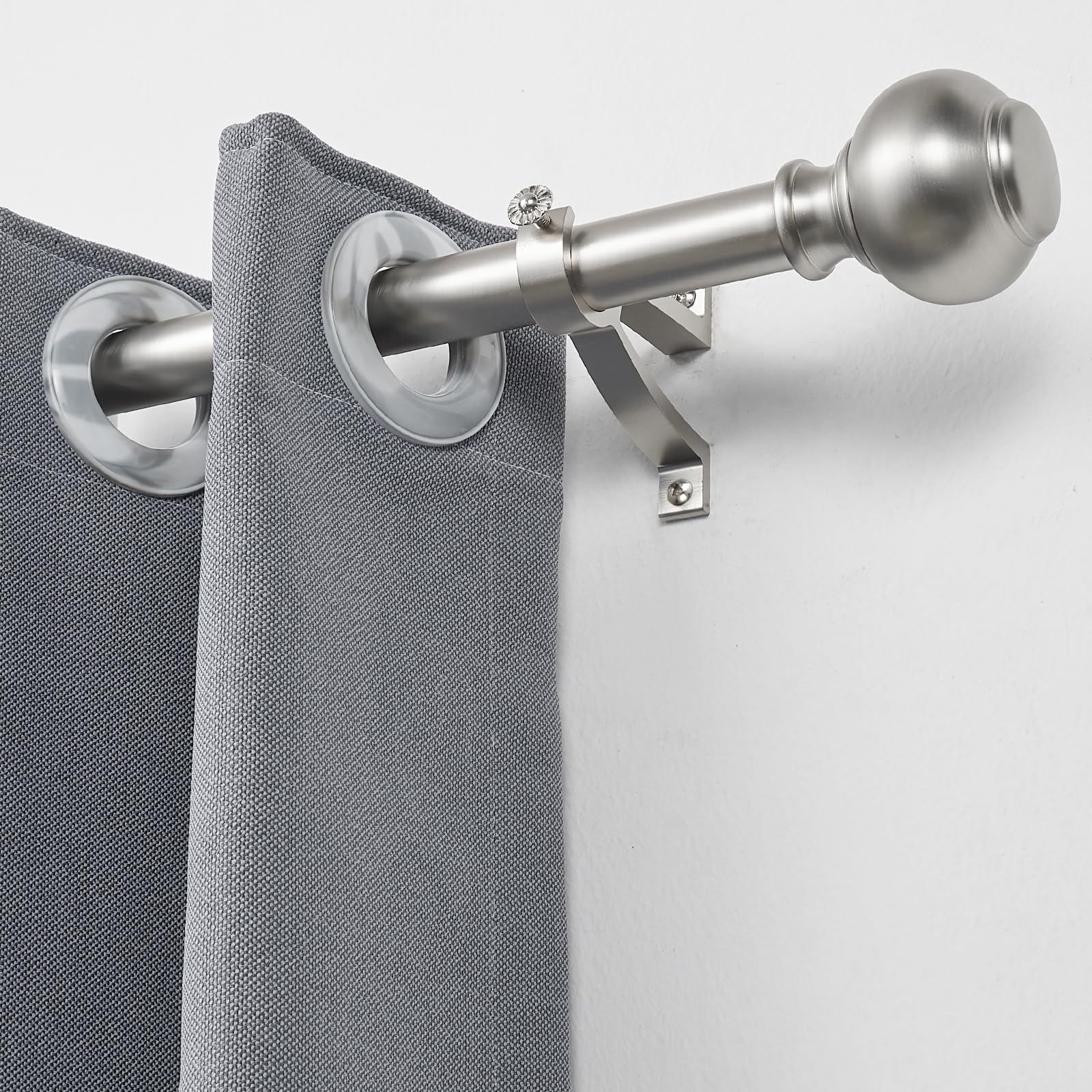 Nickel Brushed Window Curtain Rods 72 to 144 Inch, Adjustable Curtain ...