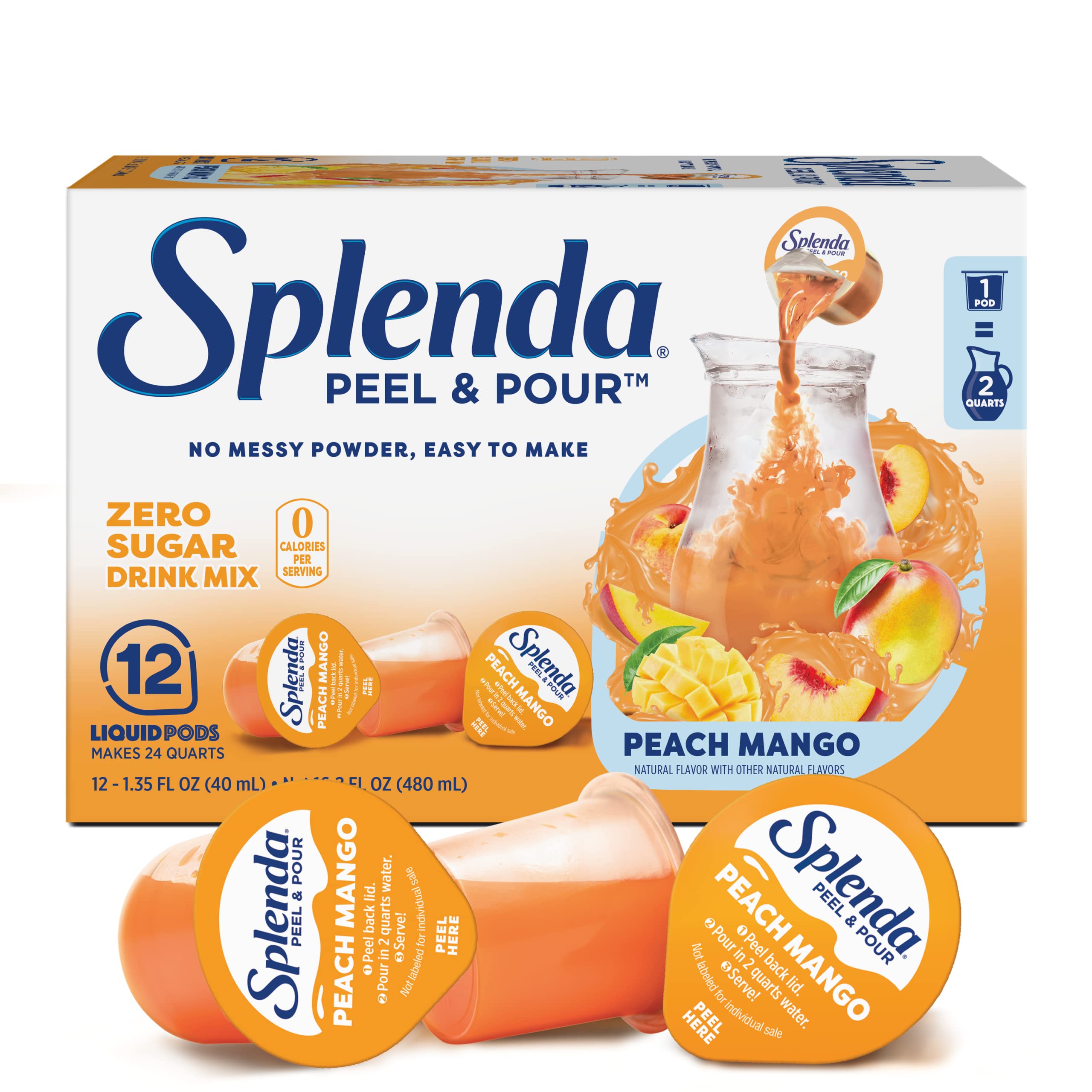 Splenda Peel and Pour Zero Calorie Drink Mix, Peach Mango, Naturally ...