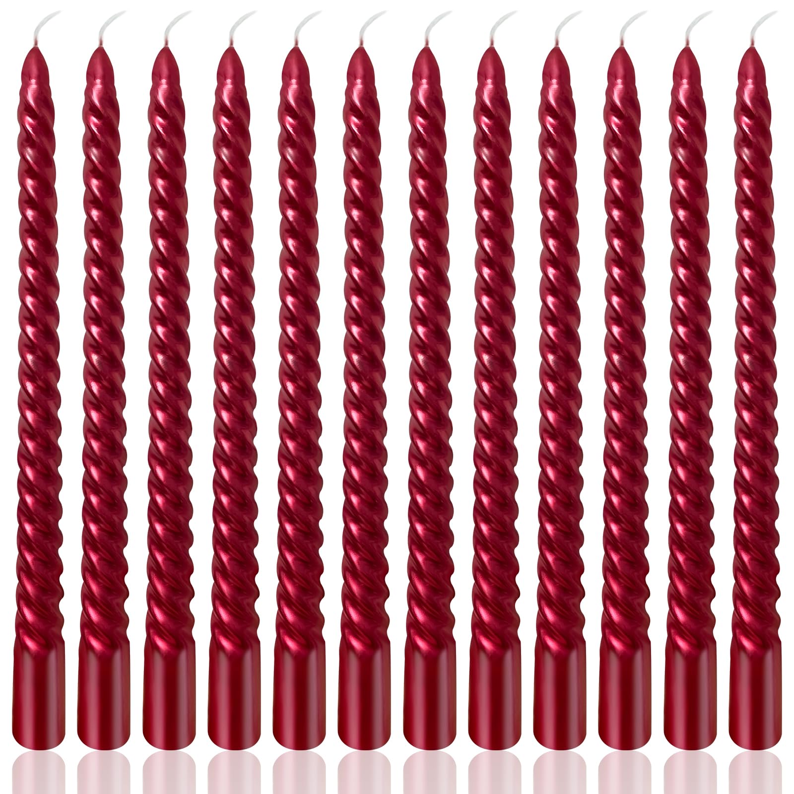 Amazon.com: 10 Inch Burgundy Spiral Taper Candles Set for Christmas and ...