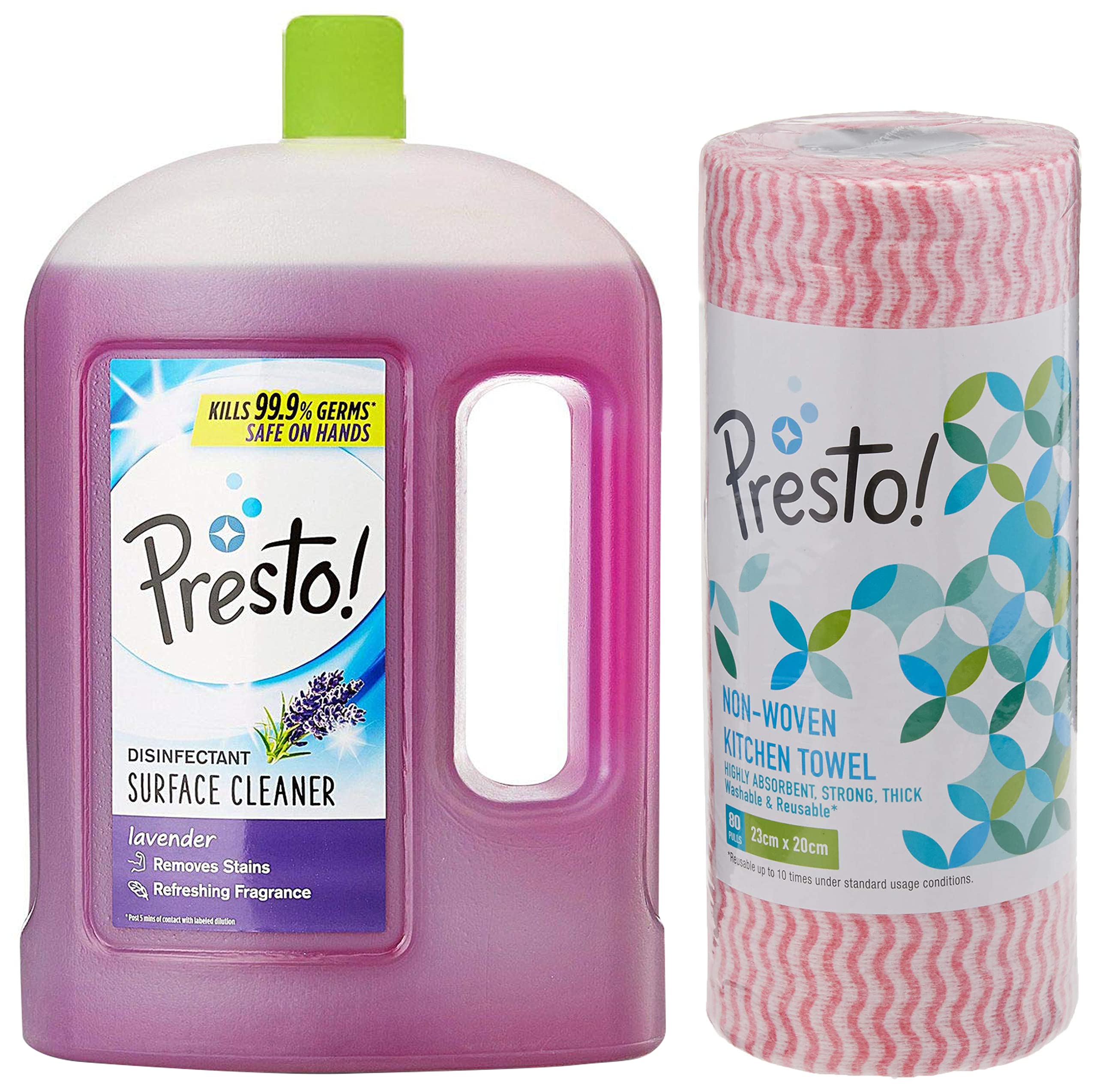 Presto! Disinfectant Surface/Floor Cleaner - 2 L (Lavender) & Non-woven ...