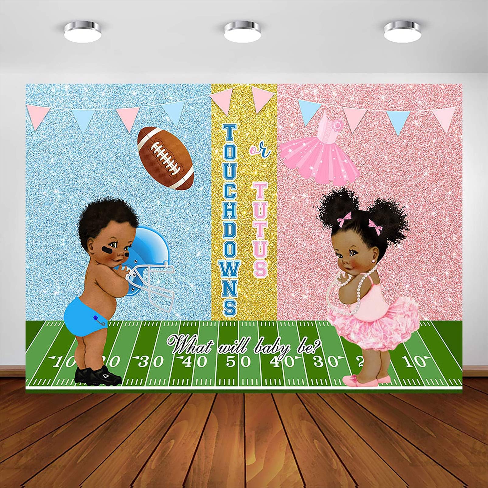 Amazon.com : Sendy 7x5ft Football Gender Reveal Backdrop He or She What ...