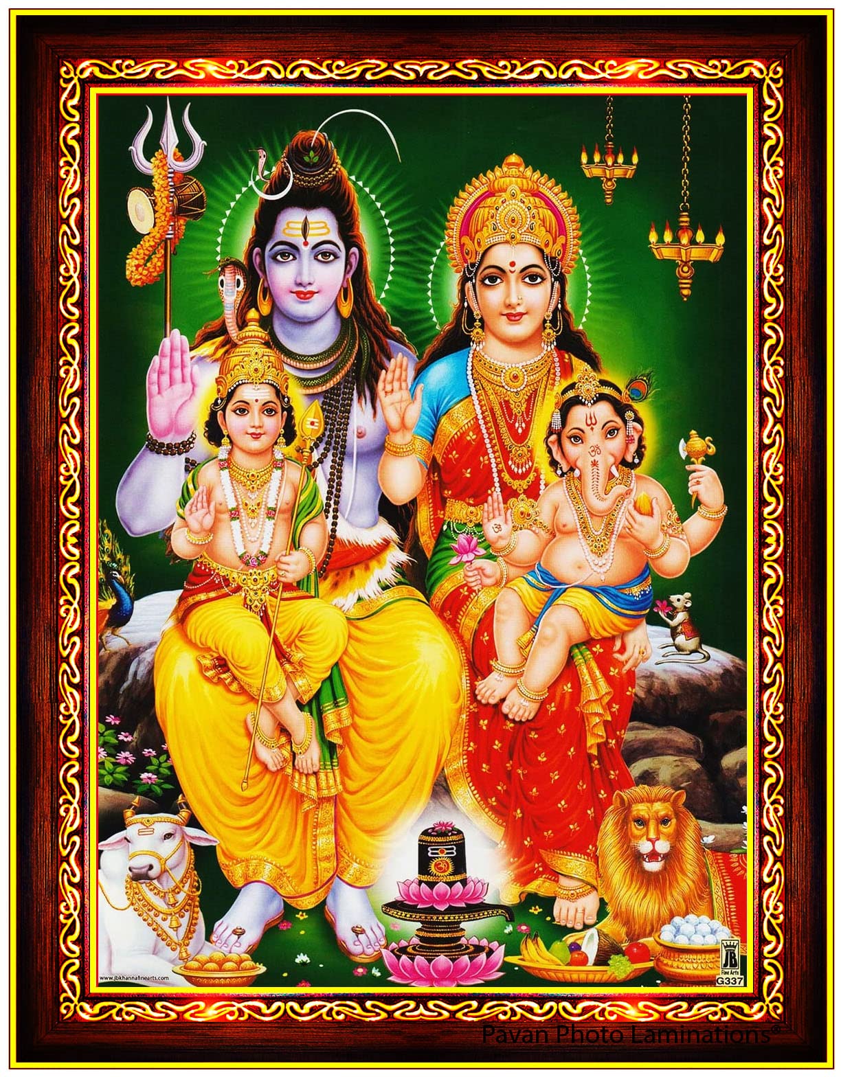 Buy Pavan Photo Laminations Shiva Parvati Shiv Family Parivar UV ...