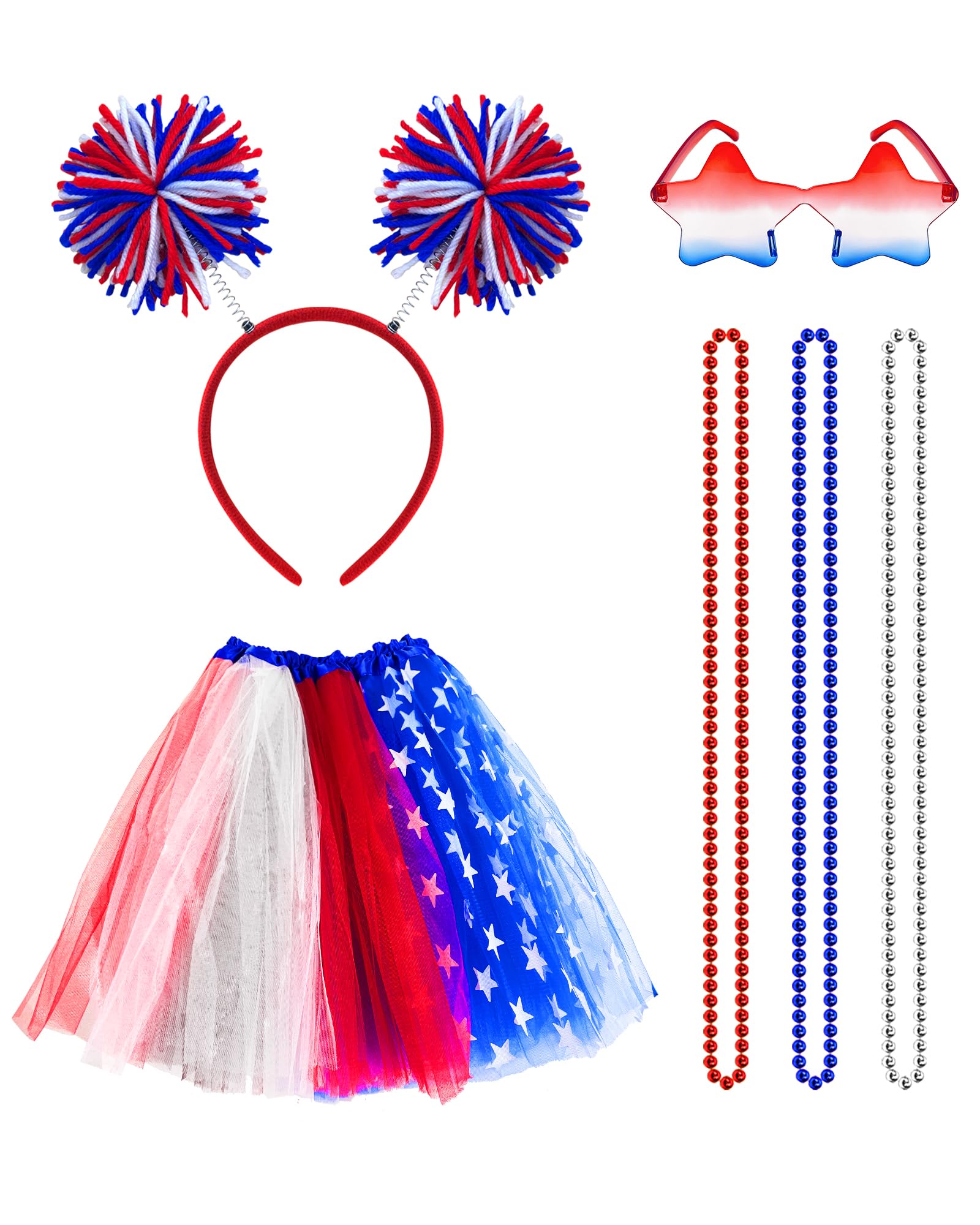 Amazon.com: Dkomekii 6 Pack 4th of July Tutu Set for Women Red White ...