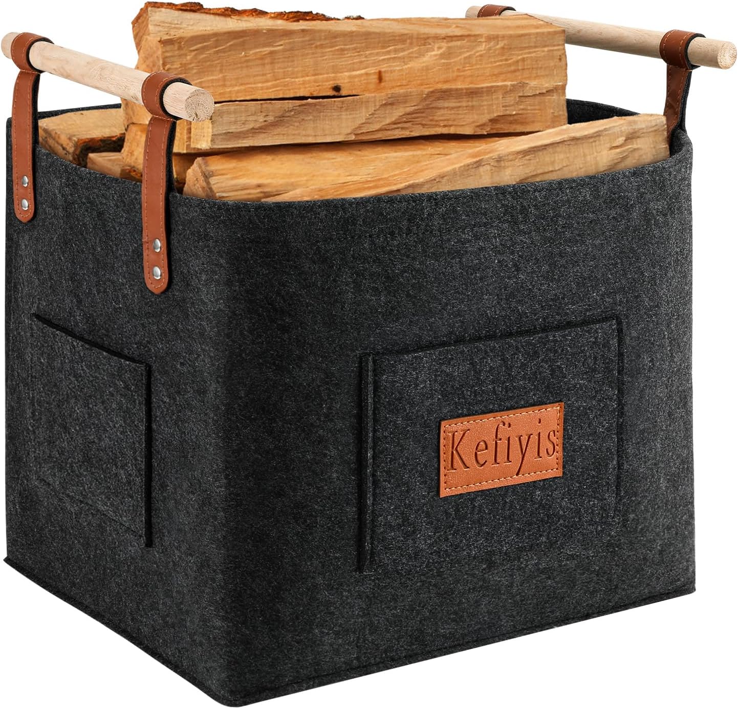 HDRNT Holzkorb für Kaminholz Filzkorb 60L,Korb für kaminholz ...