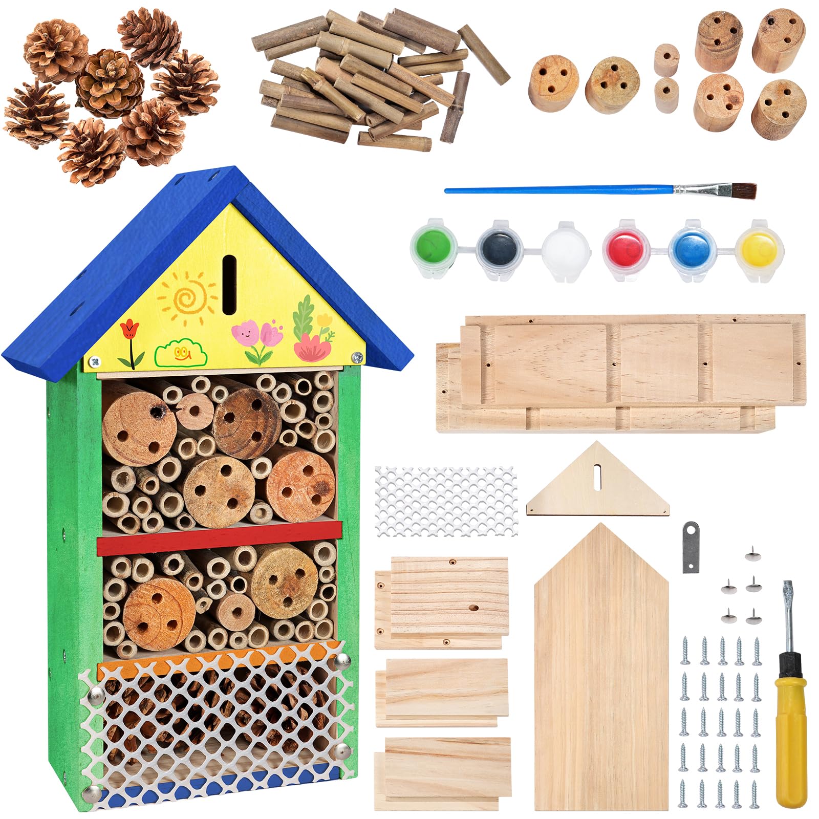 Snapklik.com : Antiai DIY Wooden Insect Hotel Mason Bee Butterfly House ...
