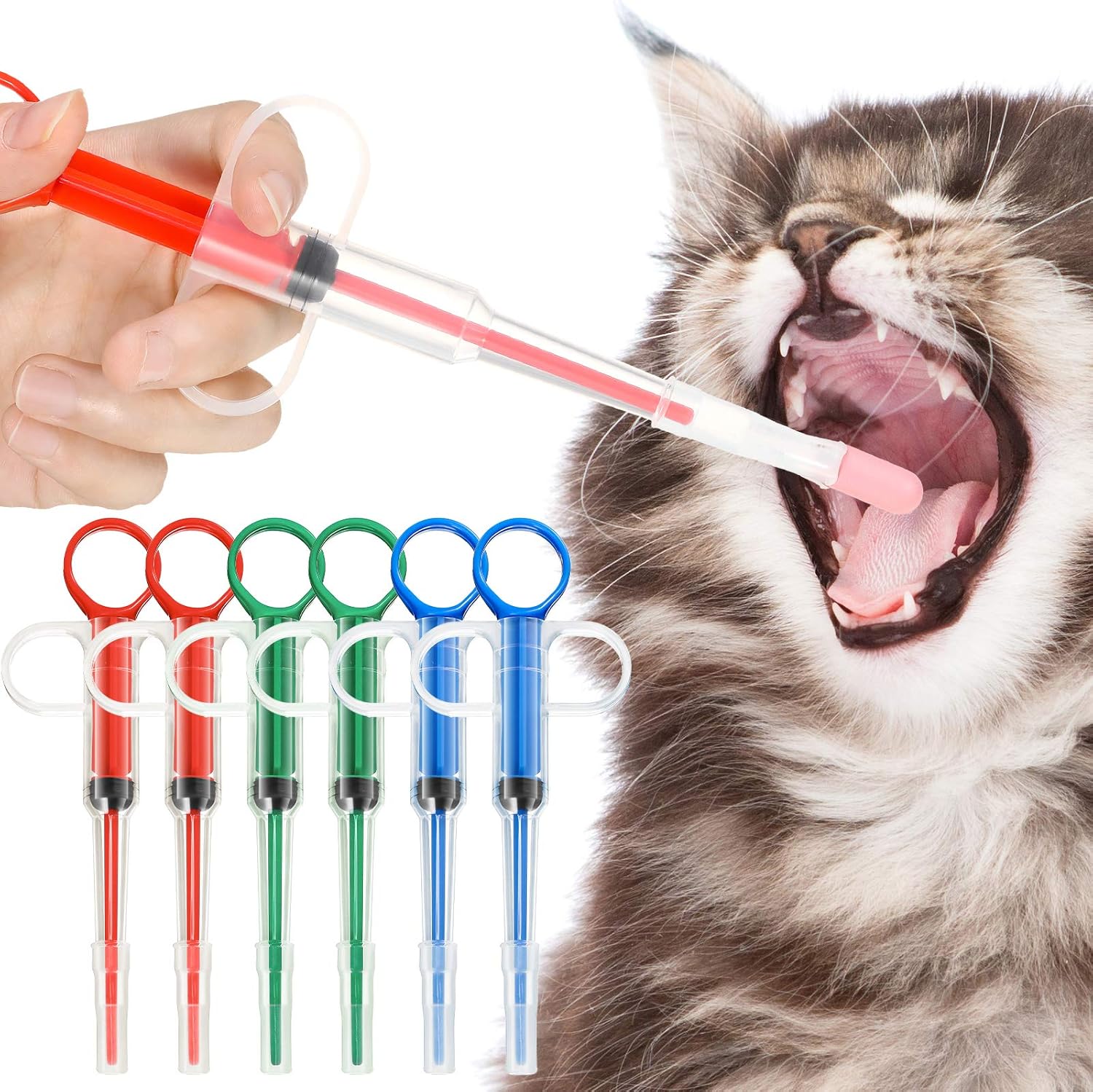 Nuanchu 6 Pieces Pet Medicine Feeding Syringe Pet Tablet Syringe with 2 ...