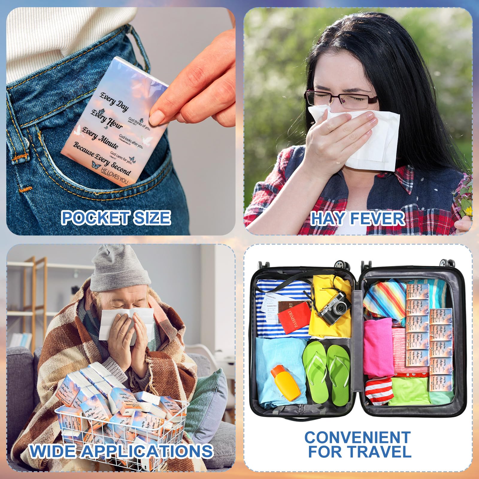 Snapklik.com : 100 Pack Pocket Tissues Travel Packs Bulk 1000 Sheet ...