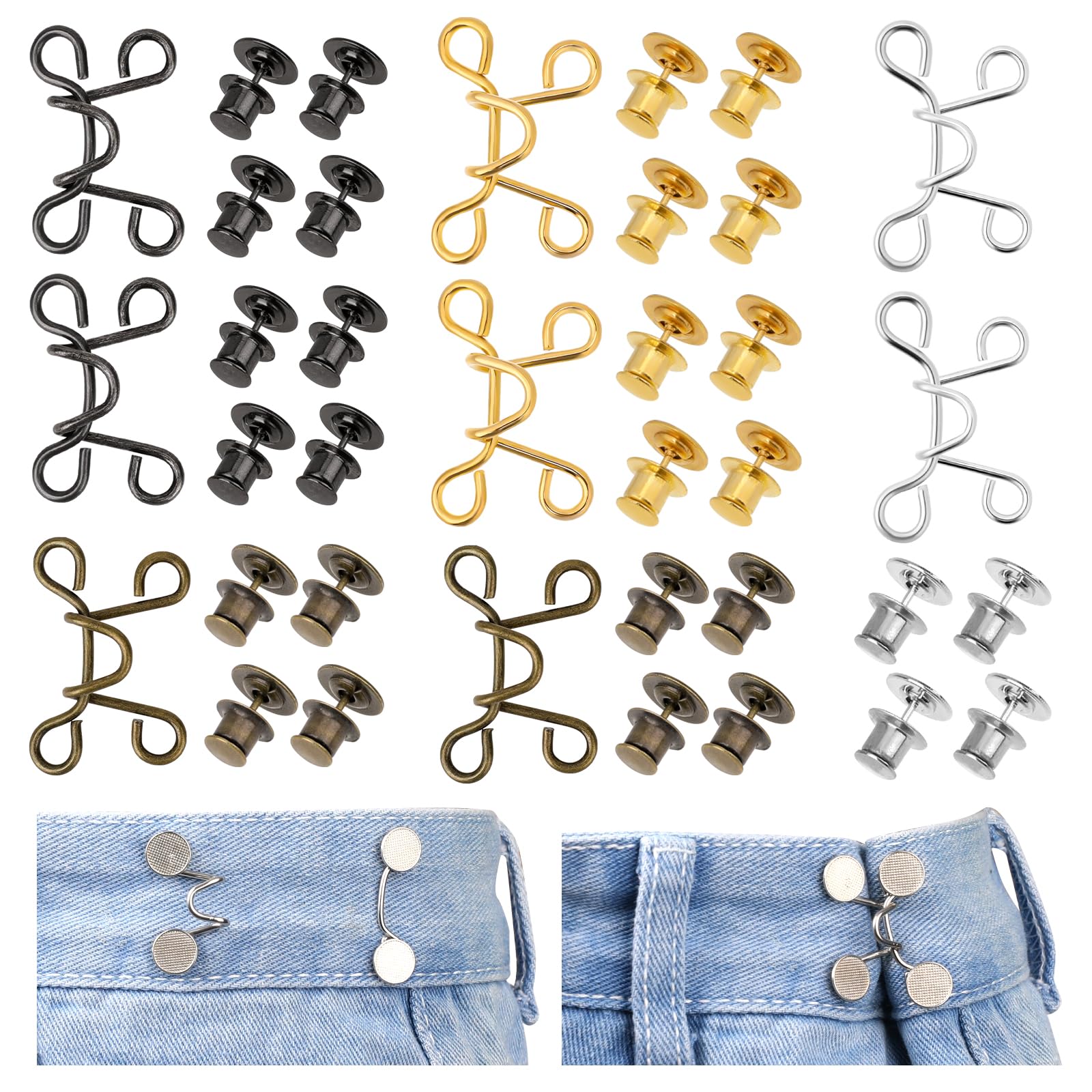 Amazon.com: Jean Buttons Pins for Women,8 Set Pant Waist Tightener for ...