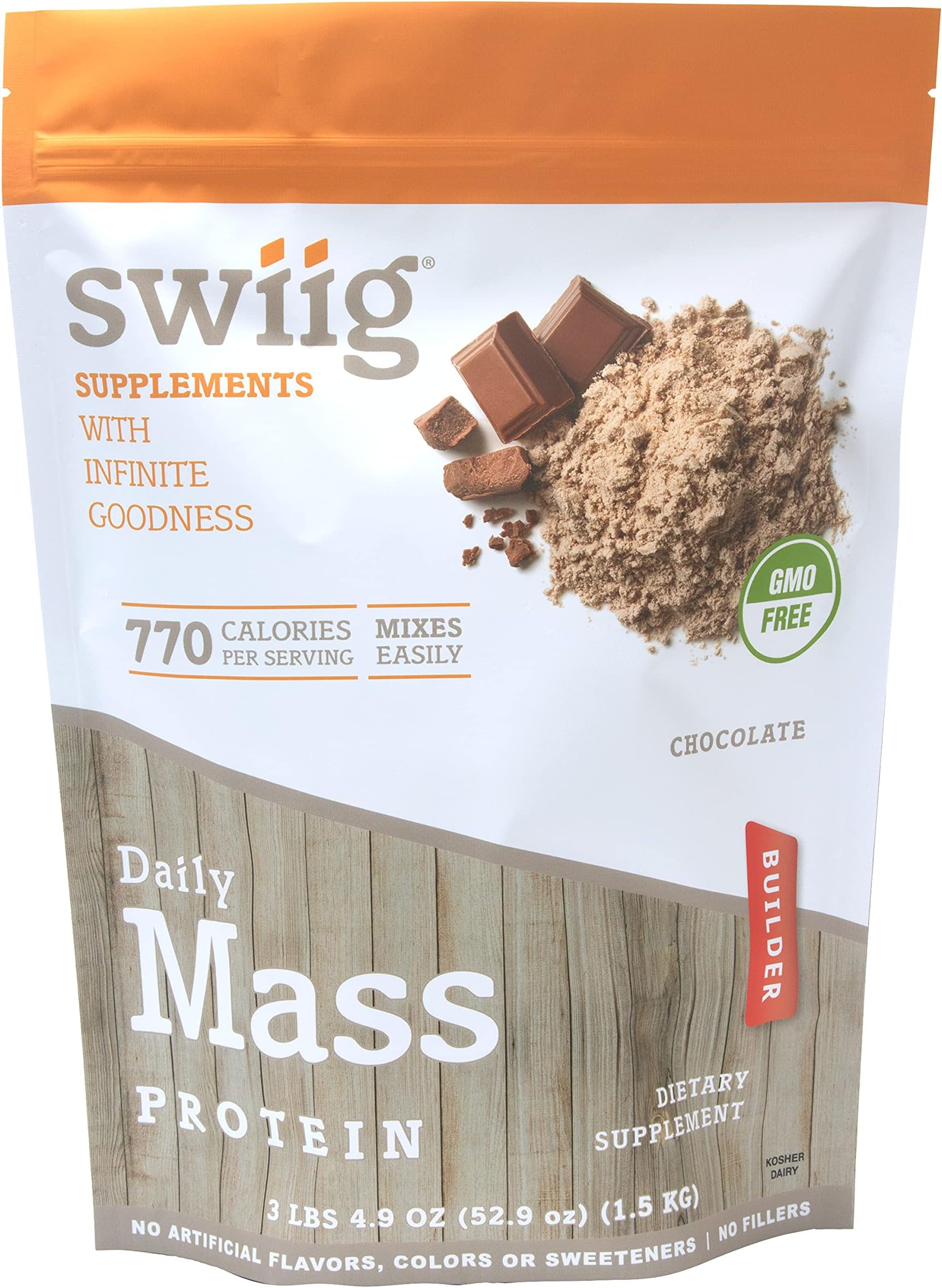 Amazon.com: swiig Mass Builder Protein Powder, Chocolate, No GMO ...