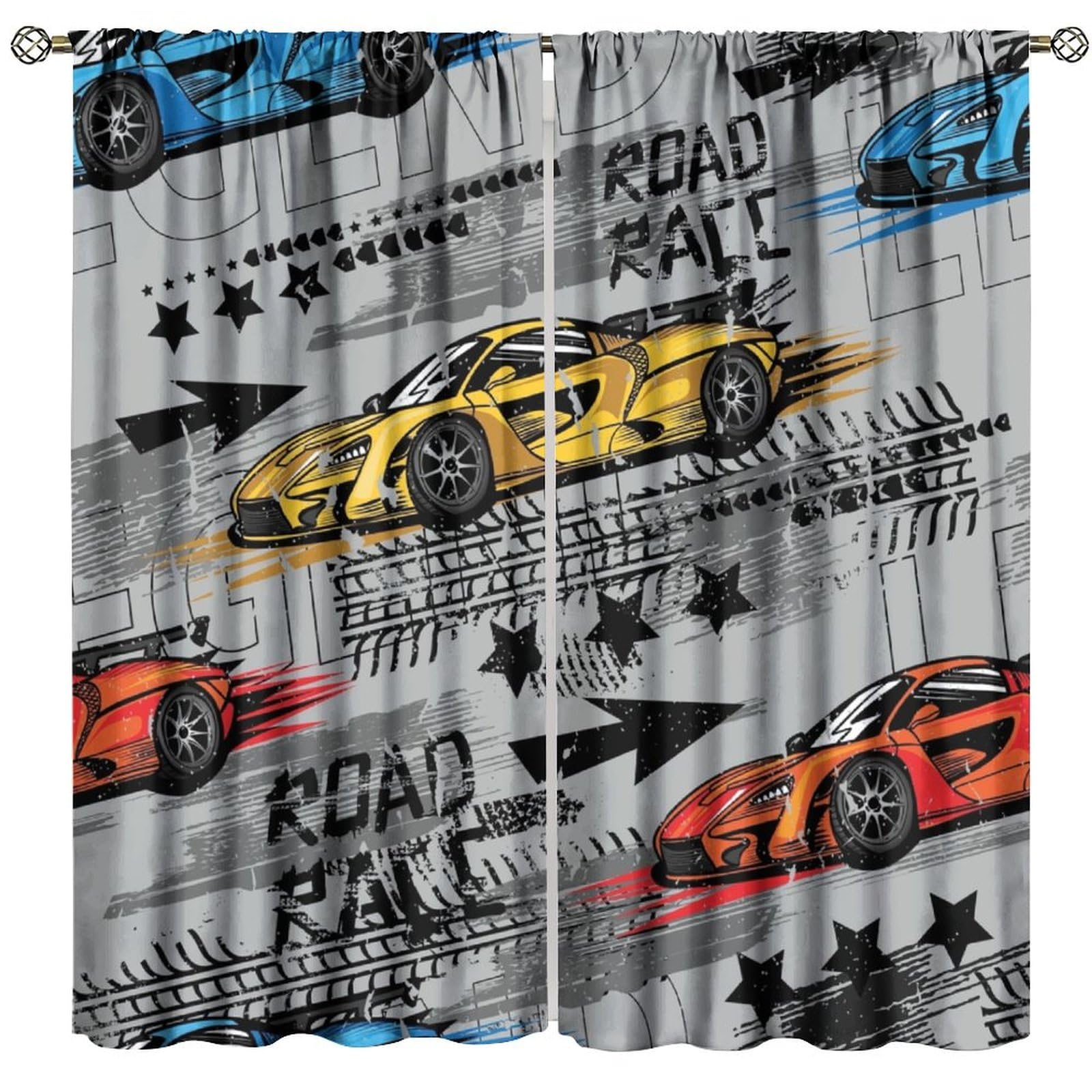 Amazon.com: Djaby Racing Car Curtains, Extreme Sports Curtains Grey ...