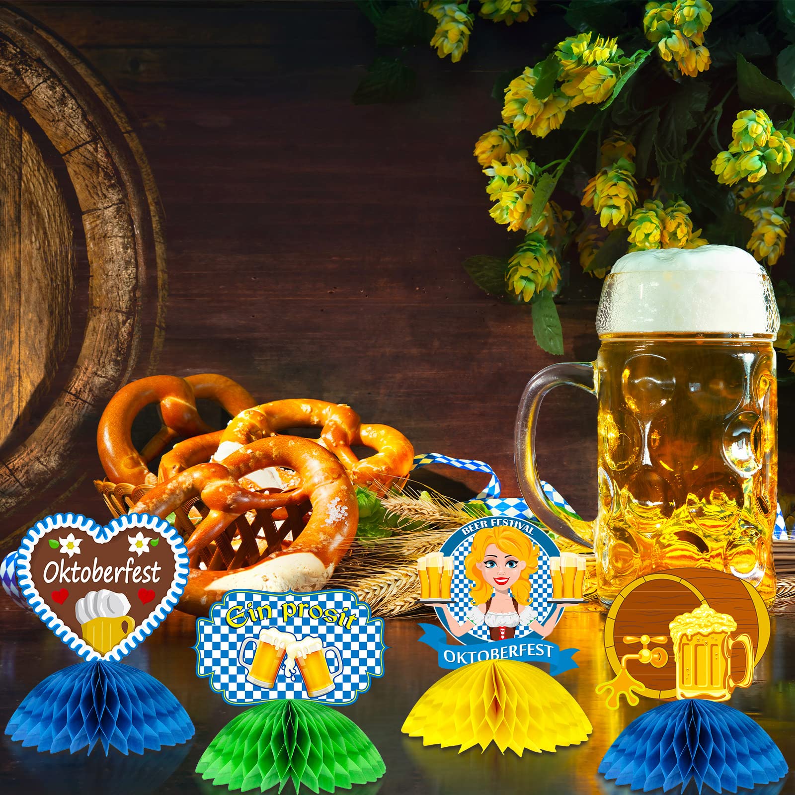 Snapklik.com : 10 Pcs Oktoberfest Party Decorations Honeycomb Table ...