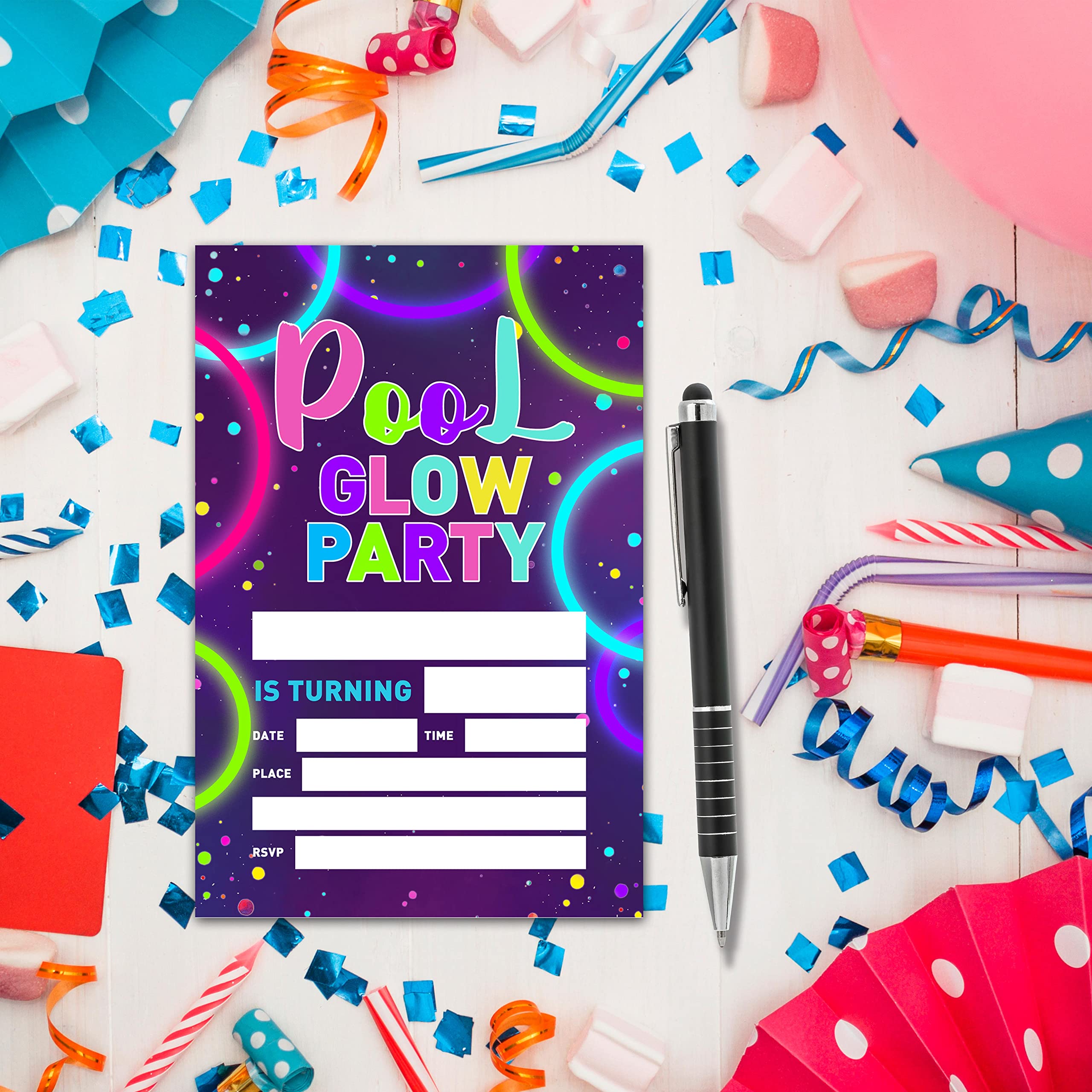 Night Pool Party Invitations