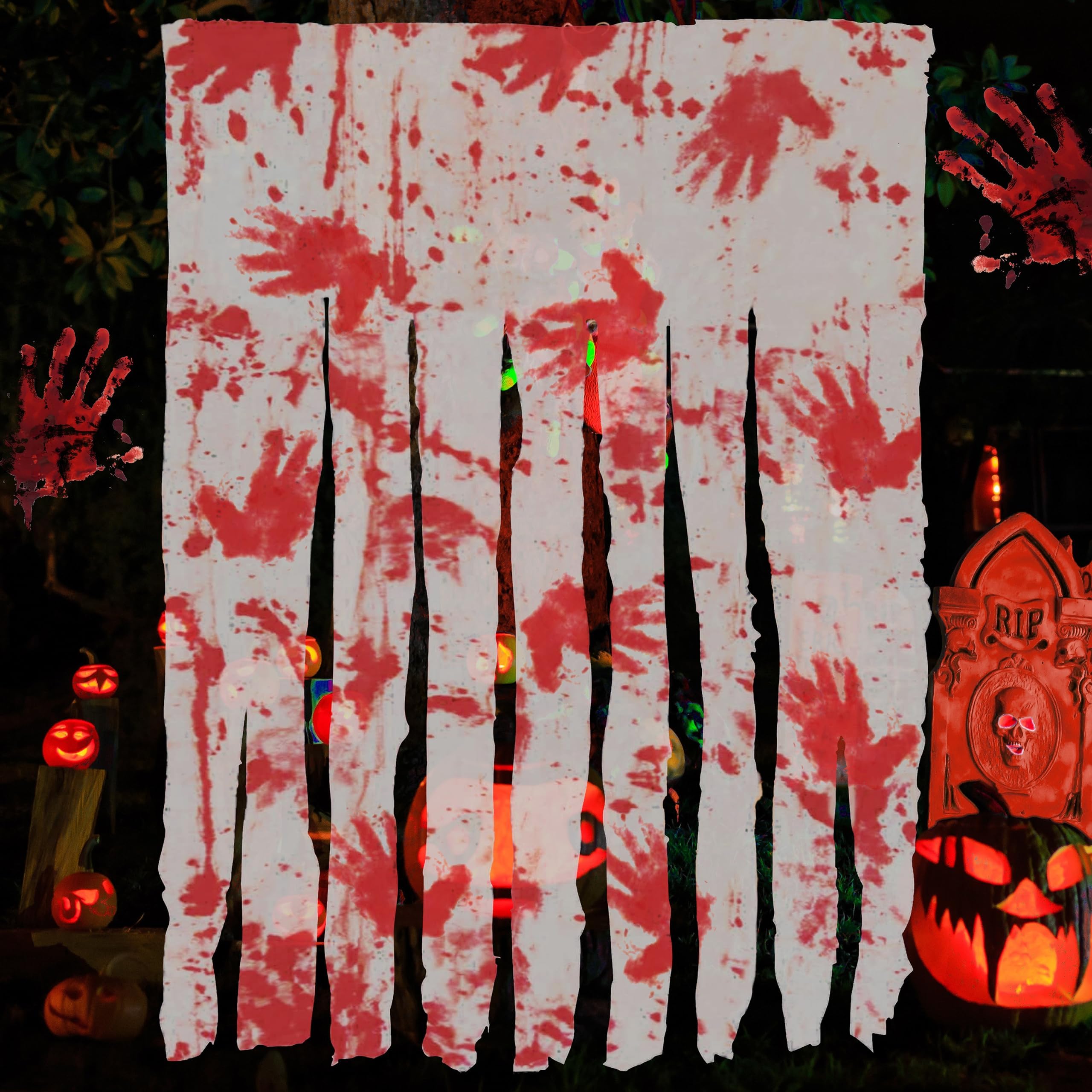 Amazon.com: RunNico 2pcs Halloween Door Curtain Decoration with Bloody ...