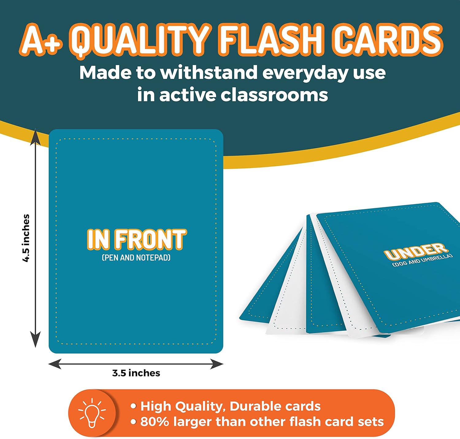 Tarjetas flash de preposición 7 preposiciones totales, 49 tarjetas de ...