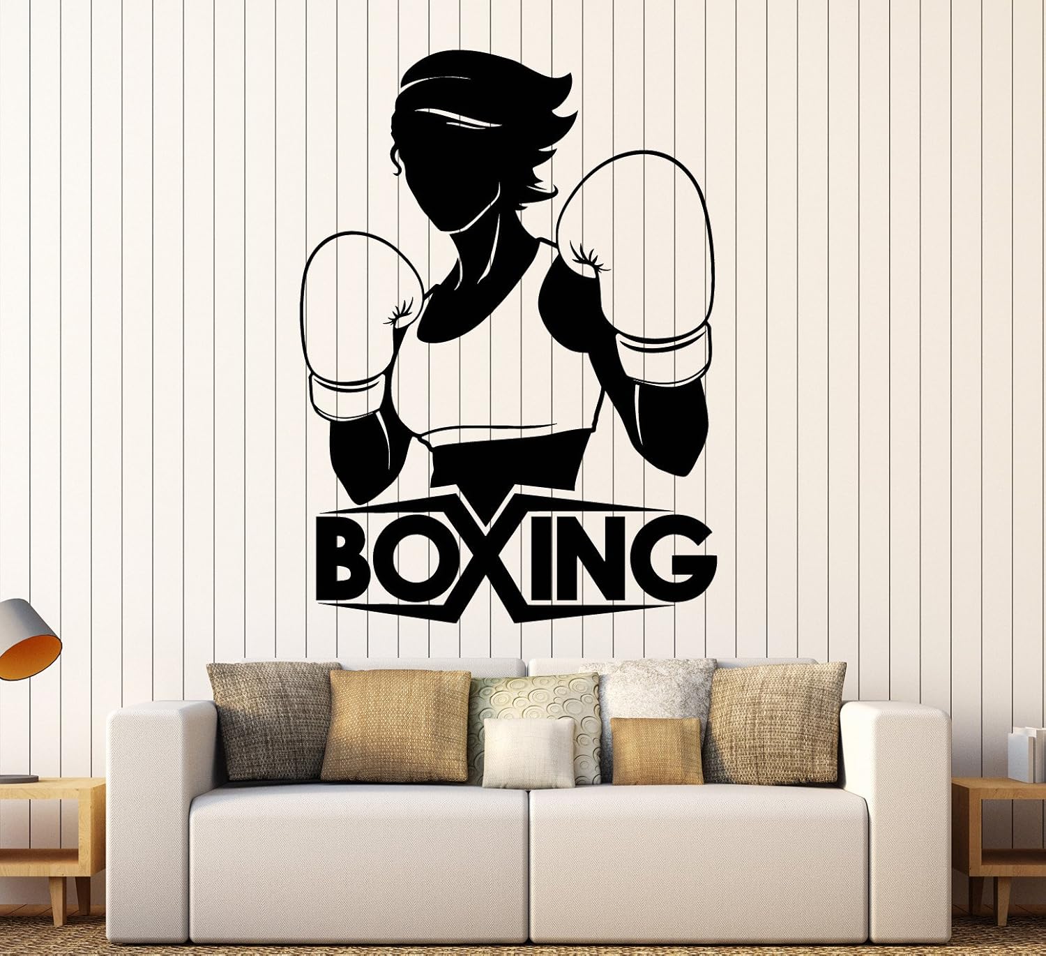 Amazon.com: Large Vinyl Wall Decal Boxing Girl Boxer Sports Woman ...