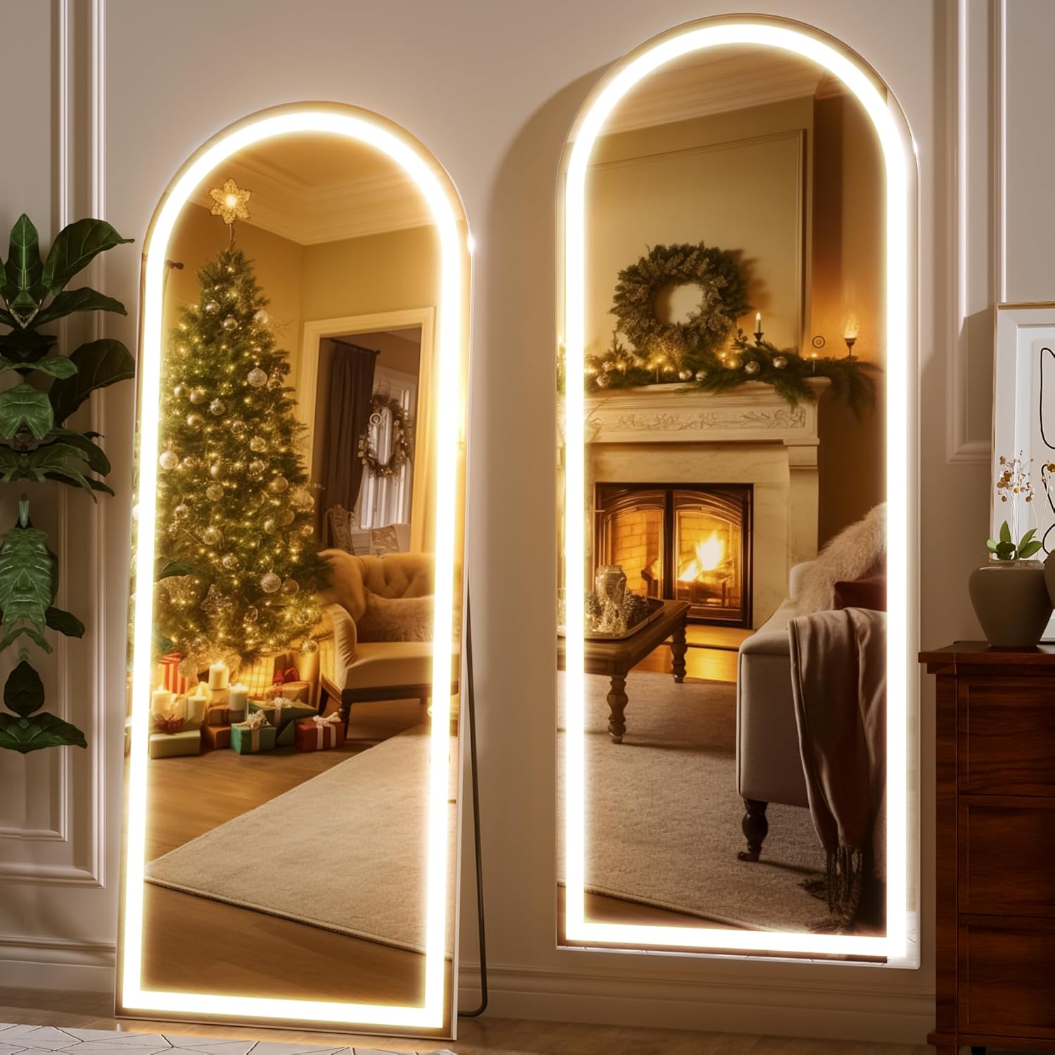 Amazon.com: Mirror Full Length with Led Lights, 64" X 21" Lighted Floor ...