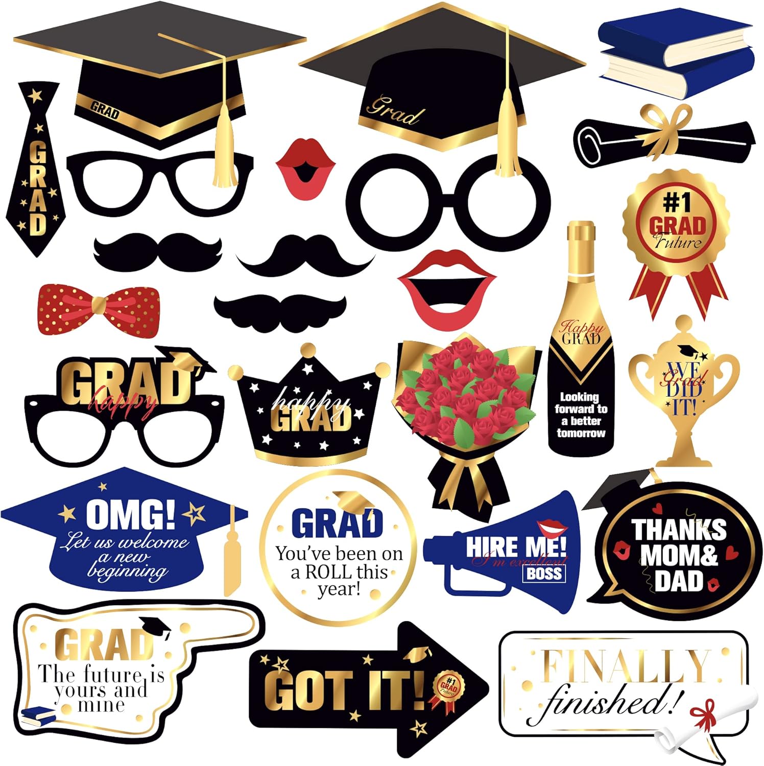 Amazon.com: KatchOn, Graduation Photo Booth Props 2024 - Pack of 26 ...