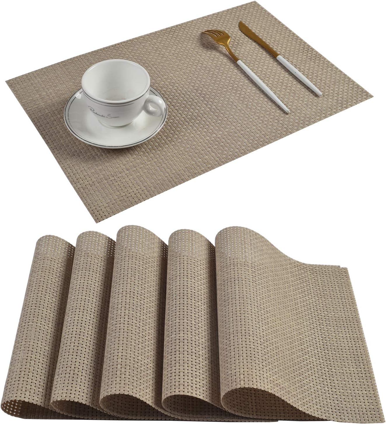 Homcomodar Napperons lavables PVC Sets de Table pour dîner antidérapant ...