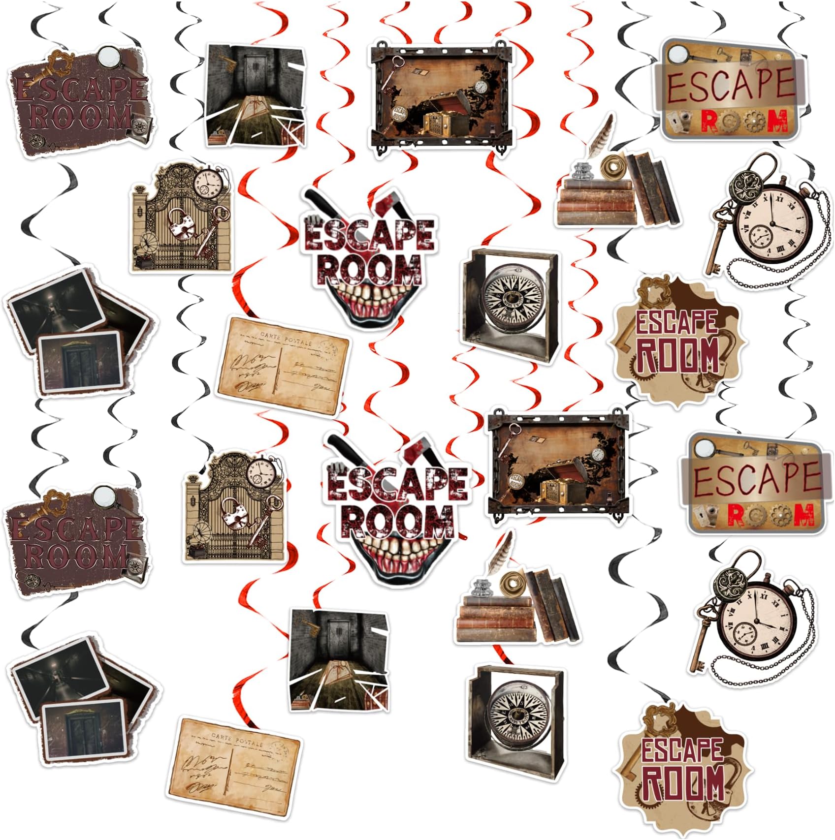 Amazon.com: 24 PCS Escape Room Hanging Swirl Decorations Escape Room ...