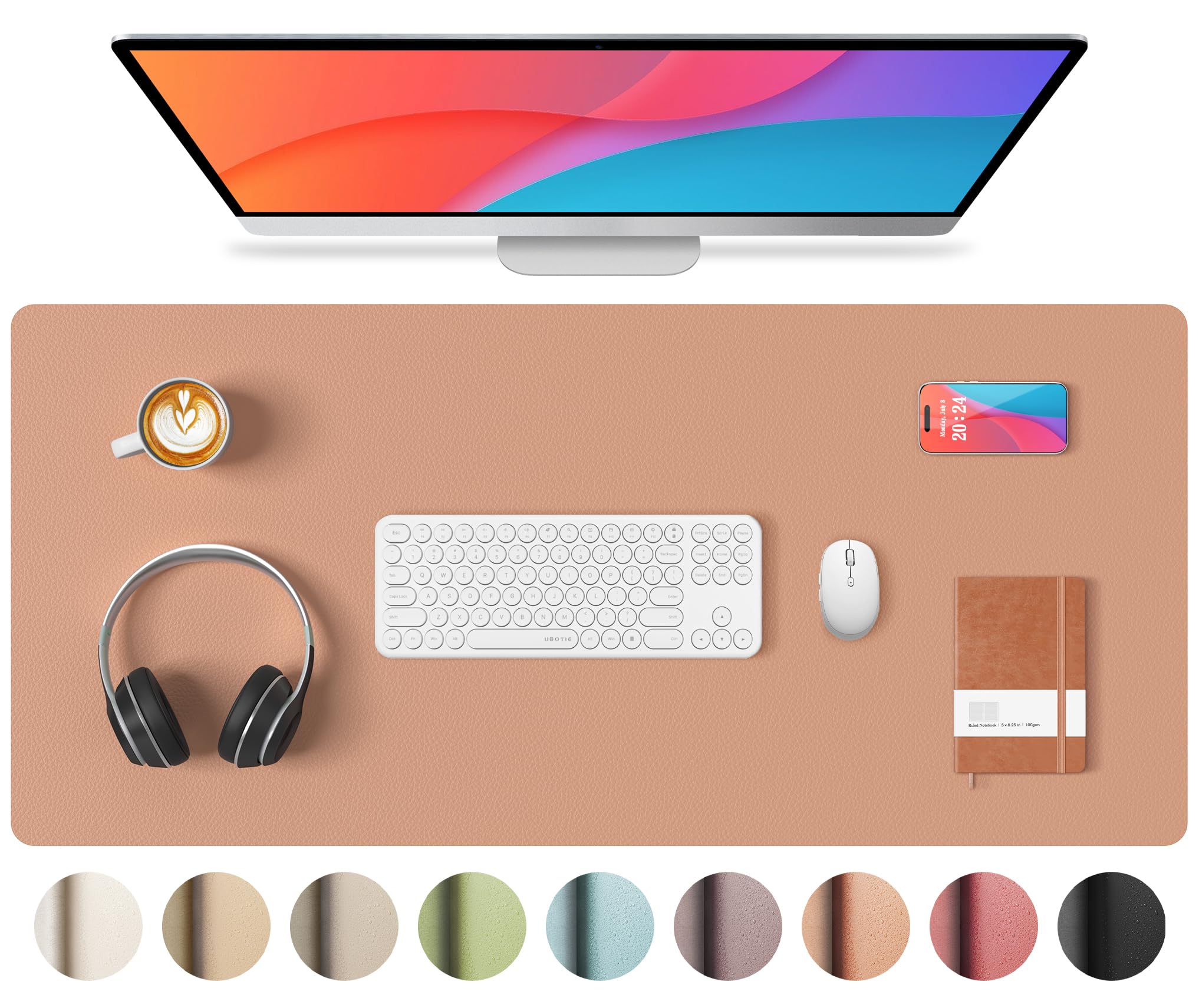 Amazon.com : Leather Desk Pad Protector, Long Mouse Pad, Non-Slip ...