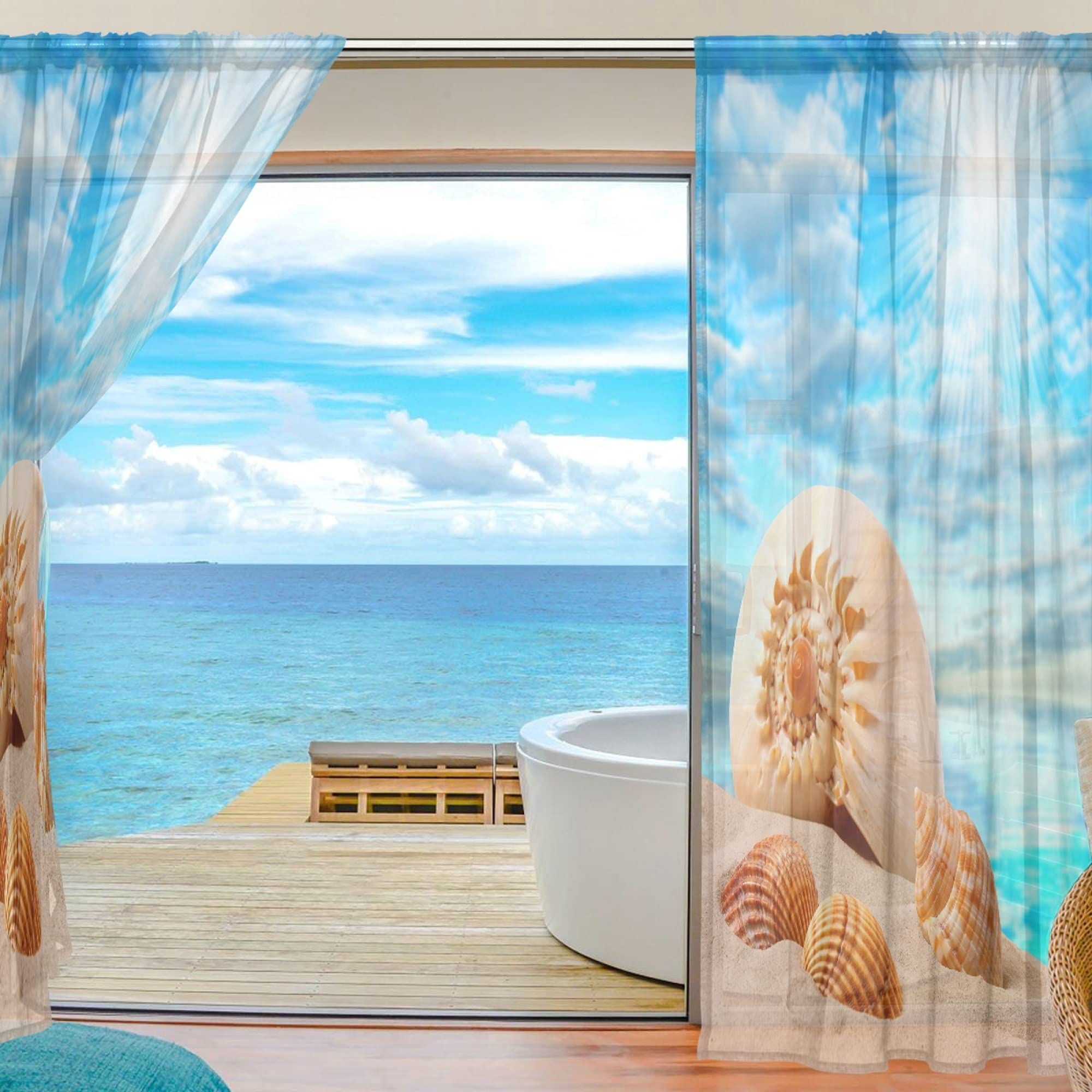 Sea Shell Curtains Seashells Lace Coastal Window Treatment