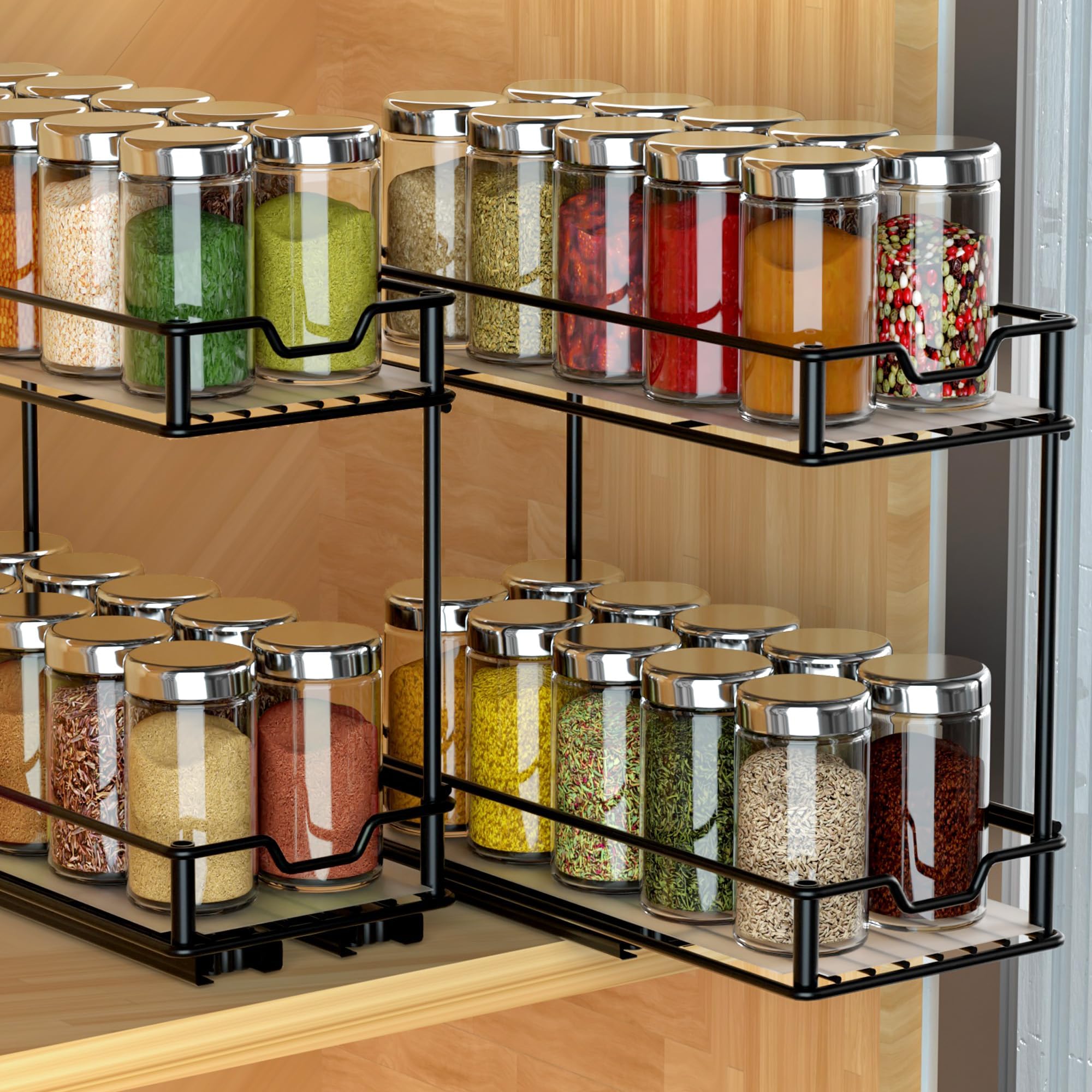 Amazon.com: 2 Packs Pull Out Spice Rack Organizer for Cabinet, 2Tier, 4 ...