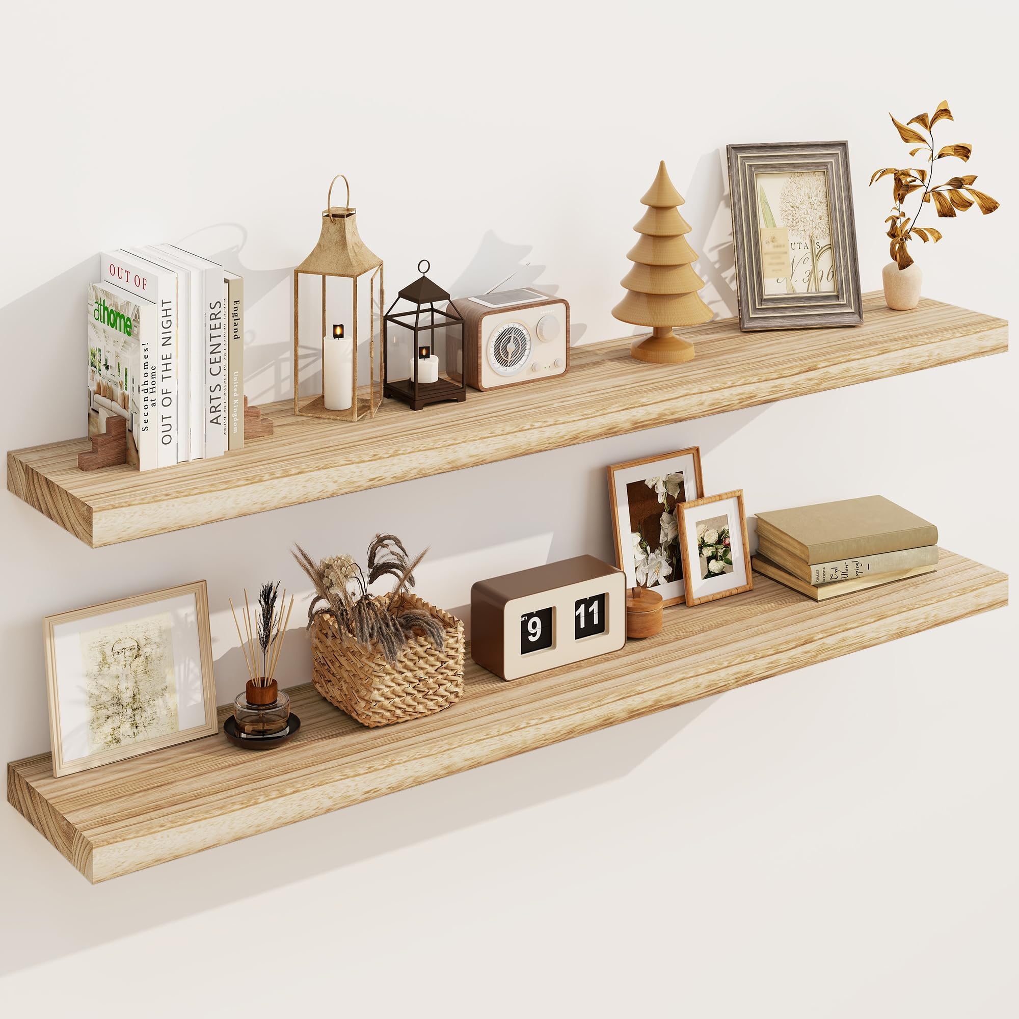 Amazon.com: Acovy 48 Inch Floating Shelves, 3D Textured Wood Grain, 48 ...