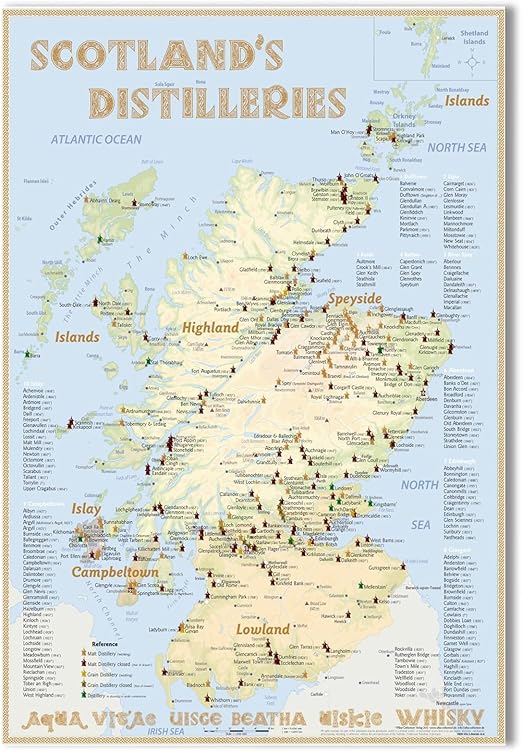 Amazon.com: Scottish Map to Single Malt Whisky Distilleries - Whisky ...