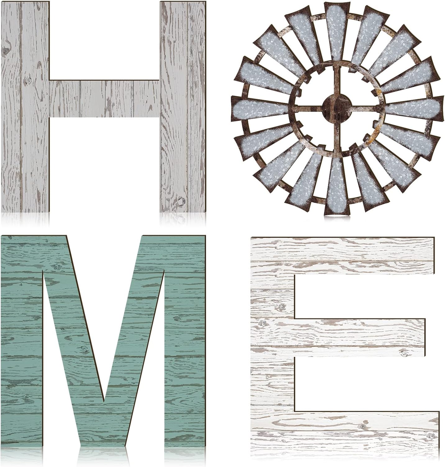 Amazon.com: Geetery Set of 4 Farmhouse Wall Decor Wooden Home Letters ...