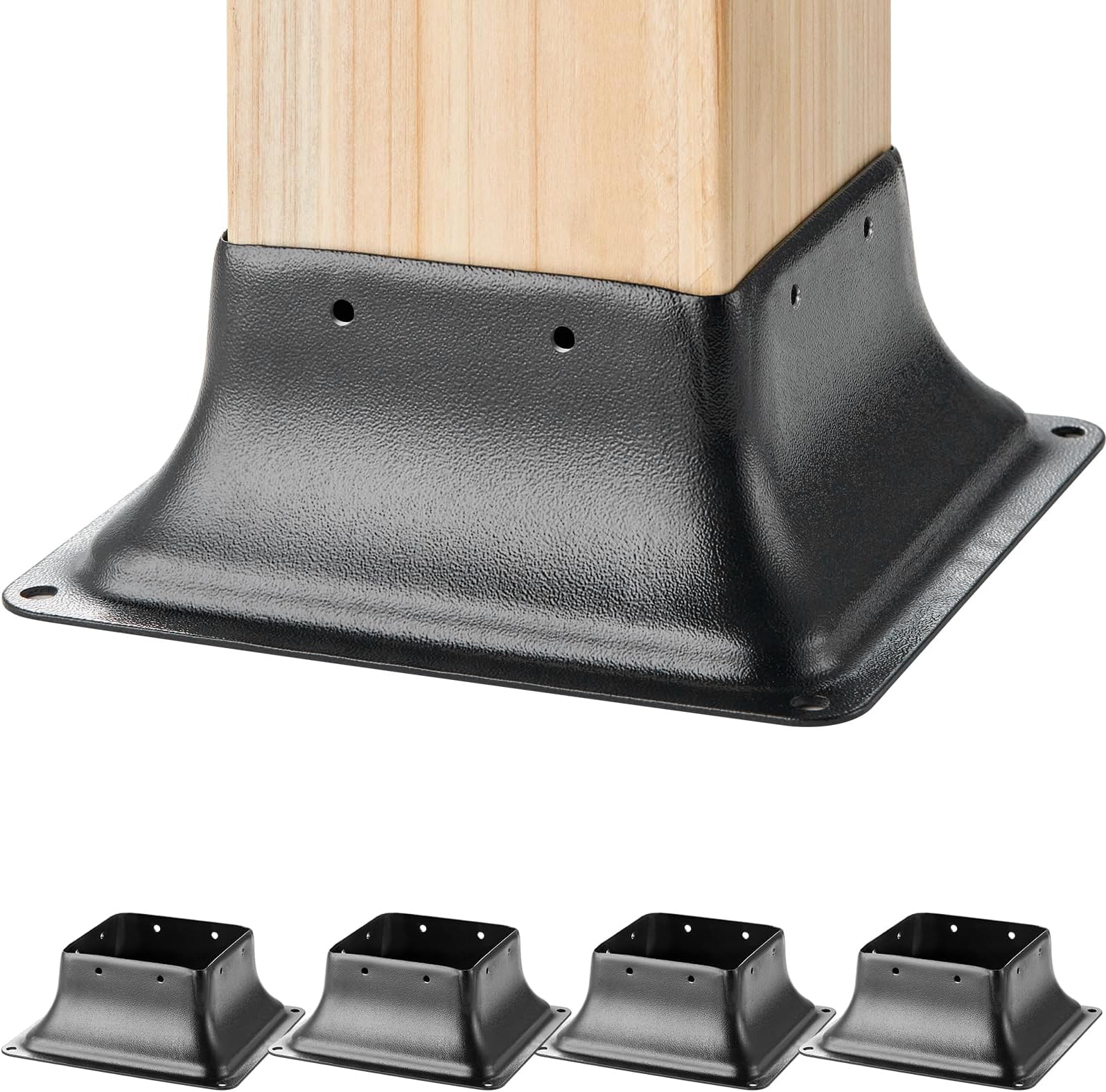 VEVOR 4x4 Post Base 4Pcs, Internal 3.6"x3.6" Heavy Duty Powder-Coated ...