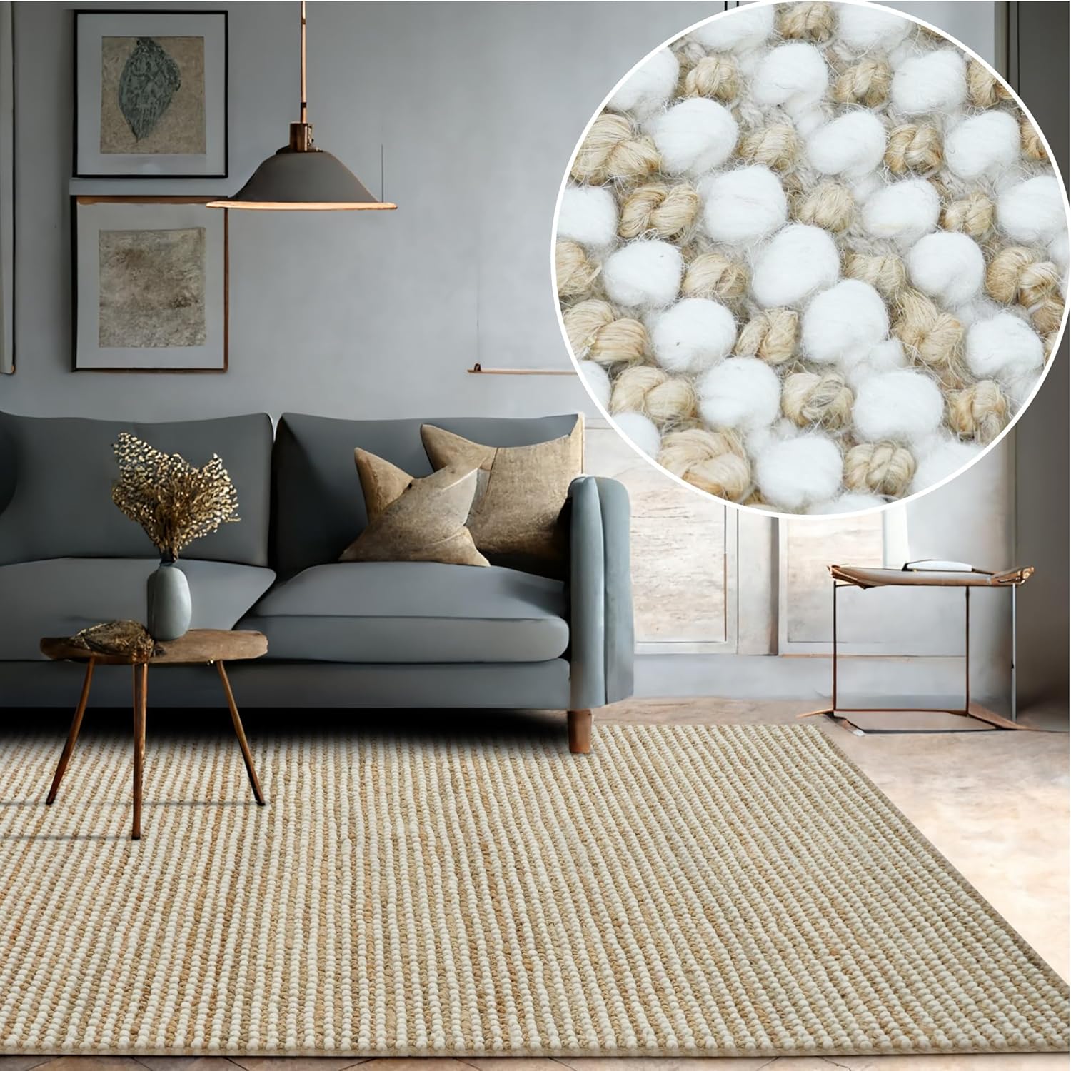 Amazon.com: Homespice - Mocha Mist Wool and Jute Rug, Perfect as Luxury ...