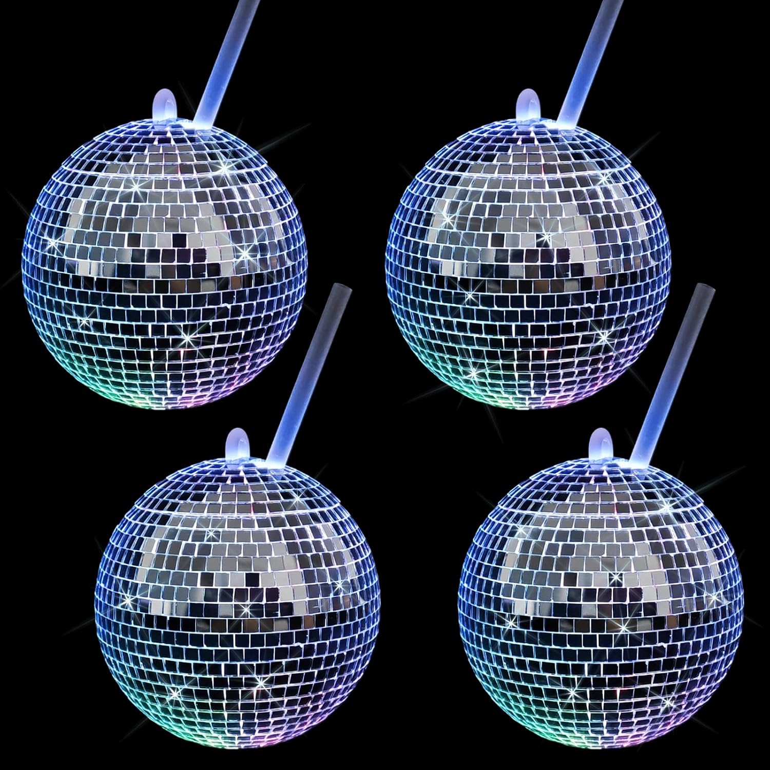 Amazon.com: 4 Pcs Disco Ball Cup with Lid and Straw LED Light up Disco ...