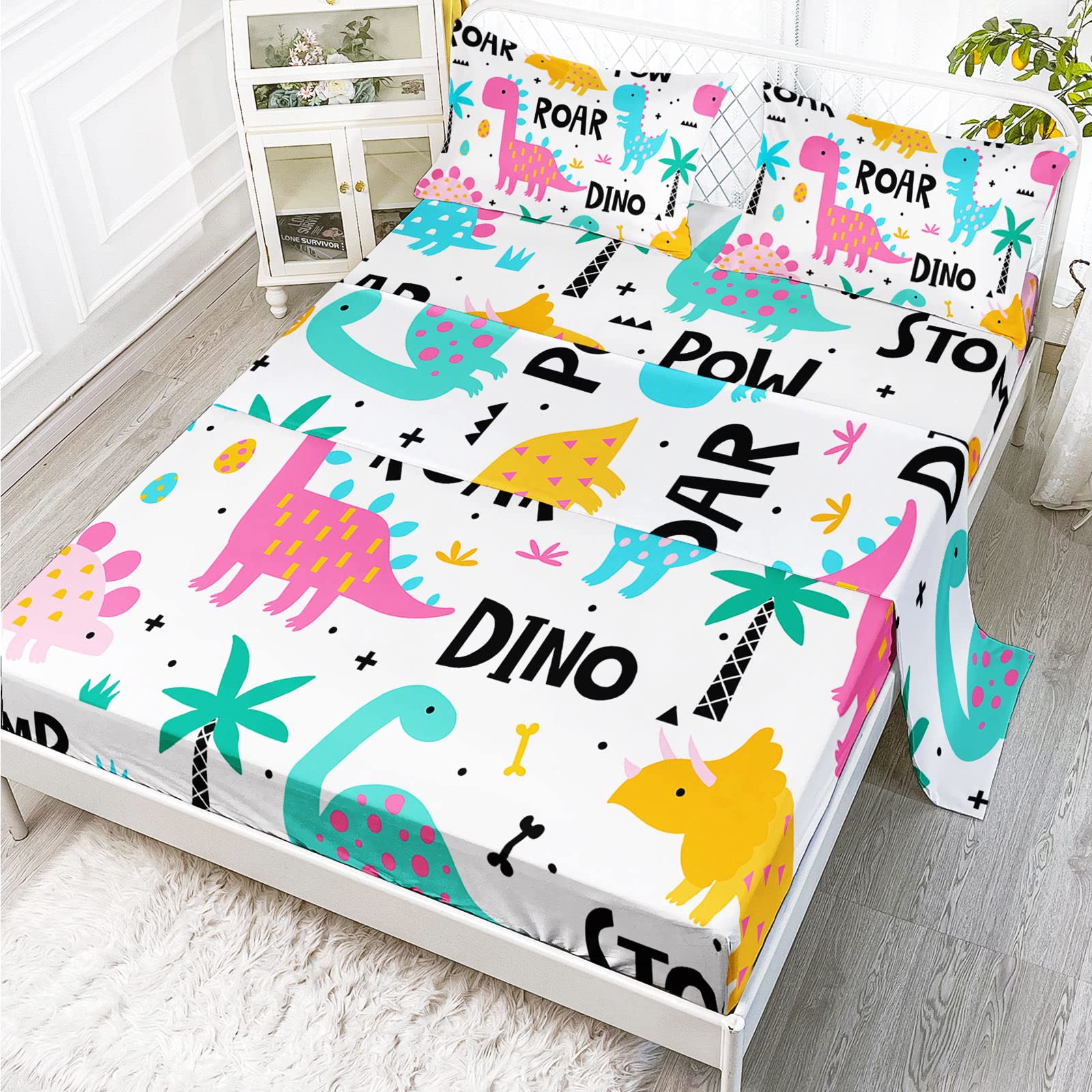 Amazon.com: Axolotl Cute Cartoon Dinosaur Sheet Set Twin Size for Girls ...