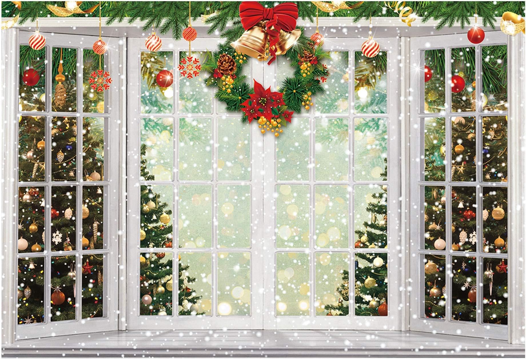 Amazon.com : MEHOFOND 7x5ft Winter Window Backdrops for Photography ...