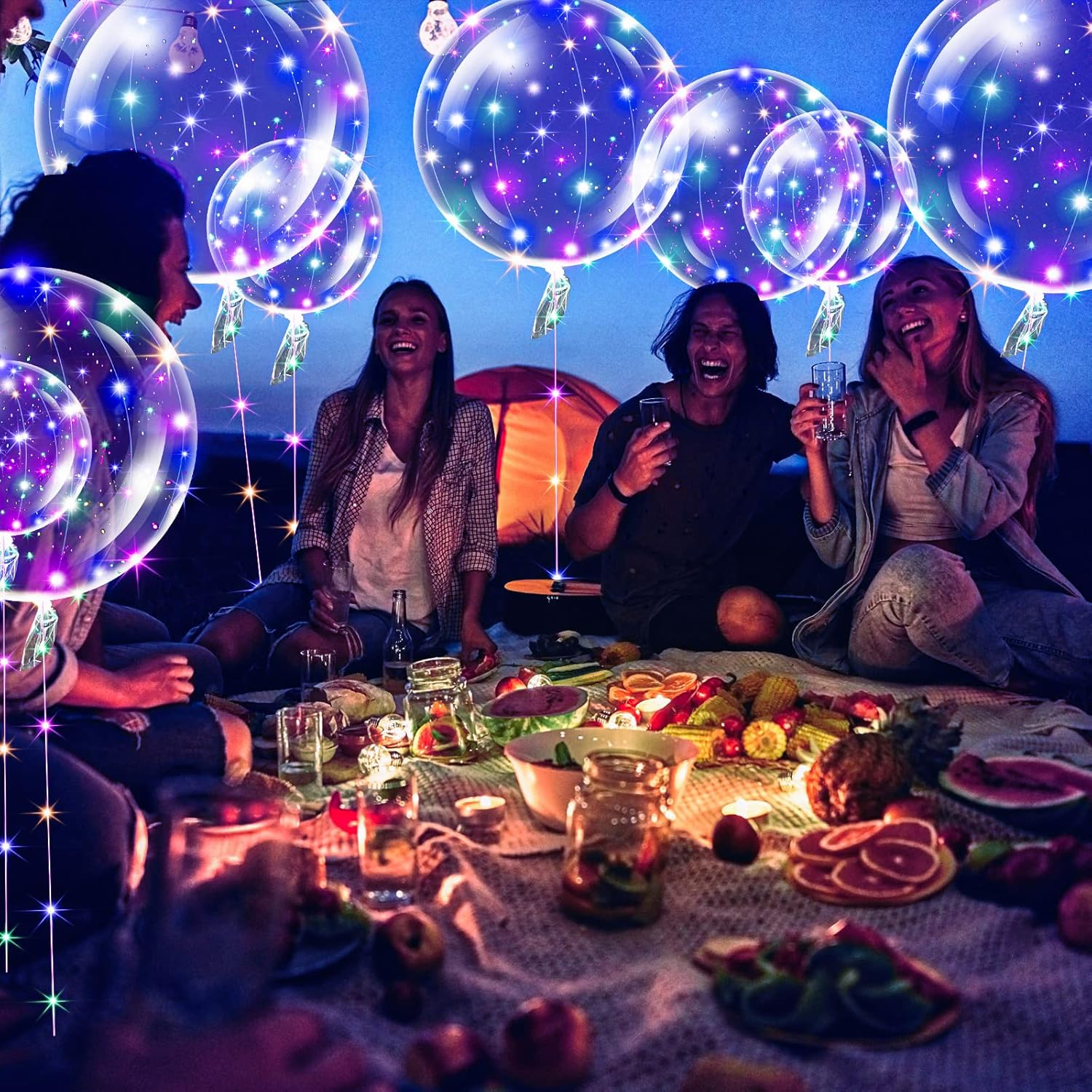 Juego de 40 globos transparentes LED transparentes con luces ...