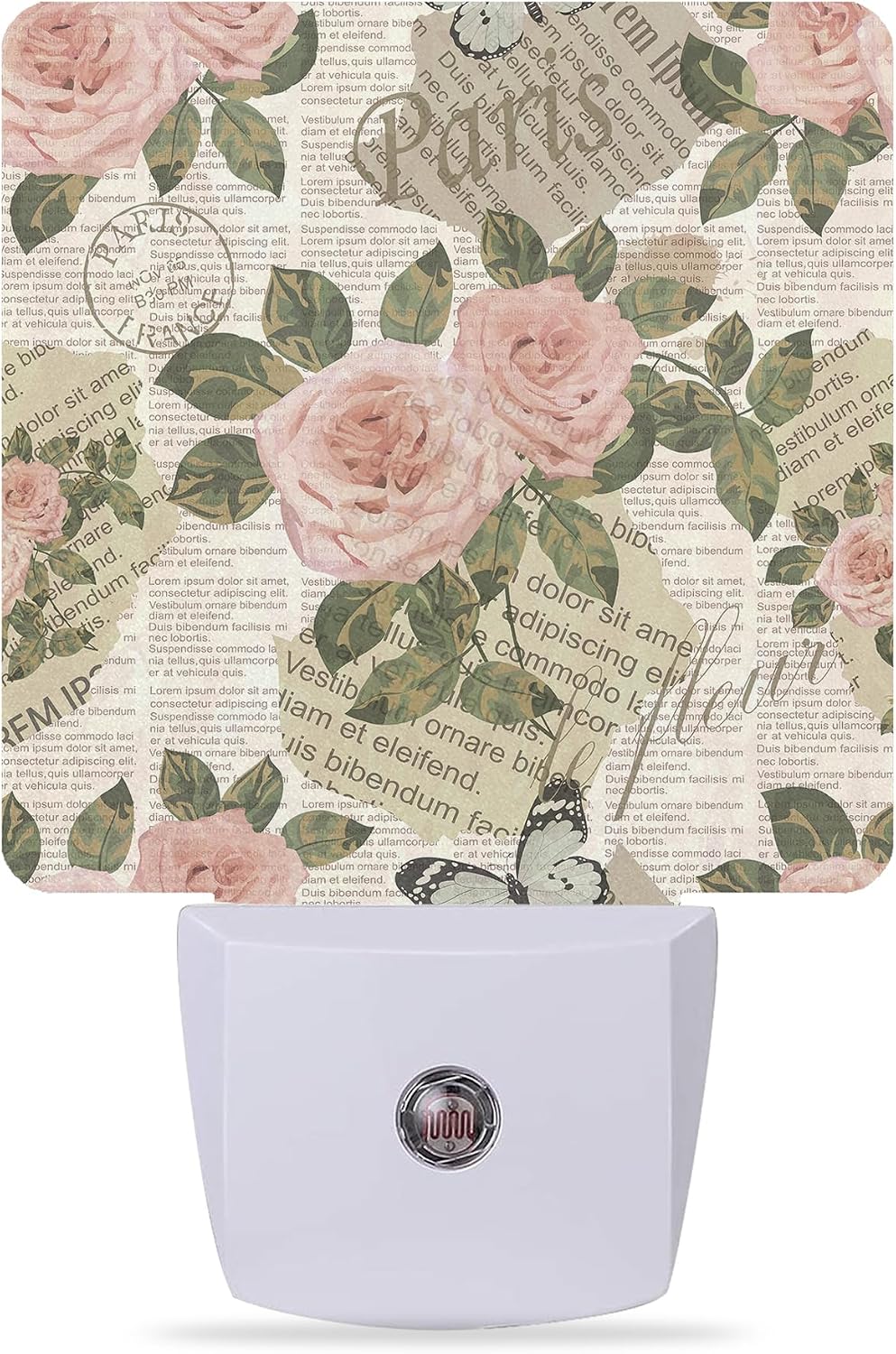 Meikosks Night Lights Plug into Wall Vintage Paris Pink Roses Night ...