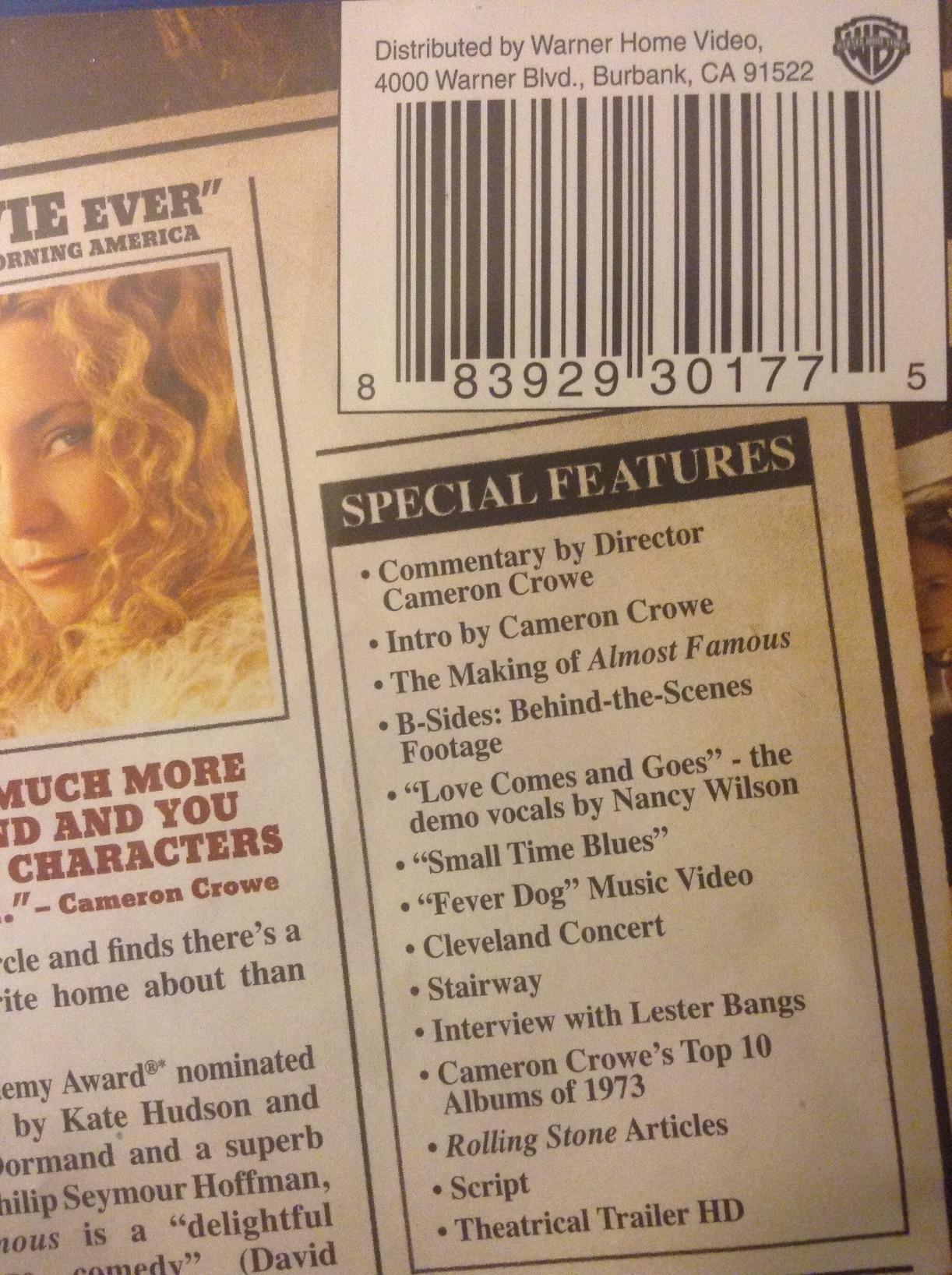 Amazon.com: Almost Famous [Extended Edition] [Blu-ray] [2000] : Movies & TV