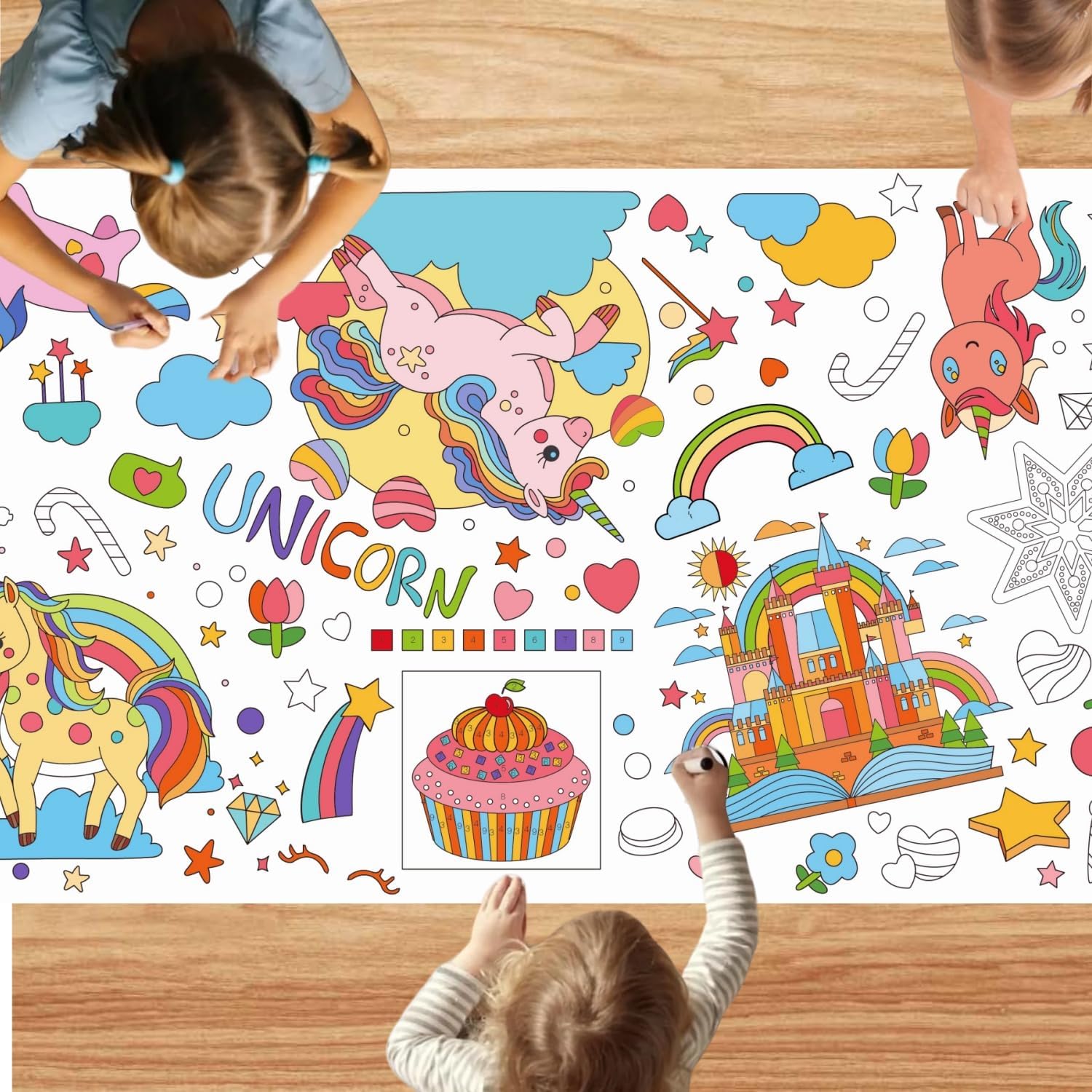 Amazon.com: Unicorn Coloring Poster for Kids Giant Coloring Poster ...