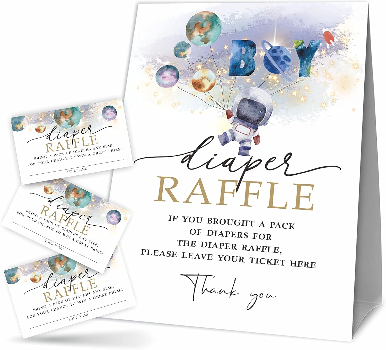 Diaper Raffle Baby Shower Game Kit - Outer Space Theme - 1 Standing ...