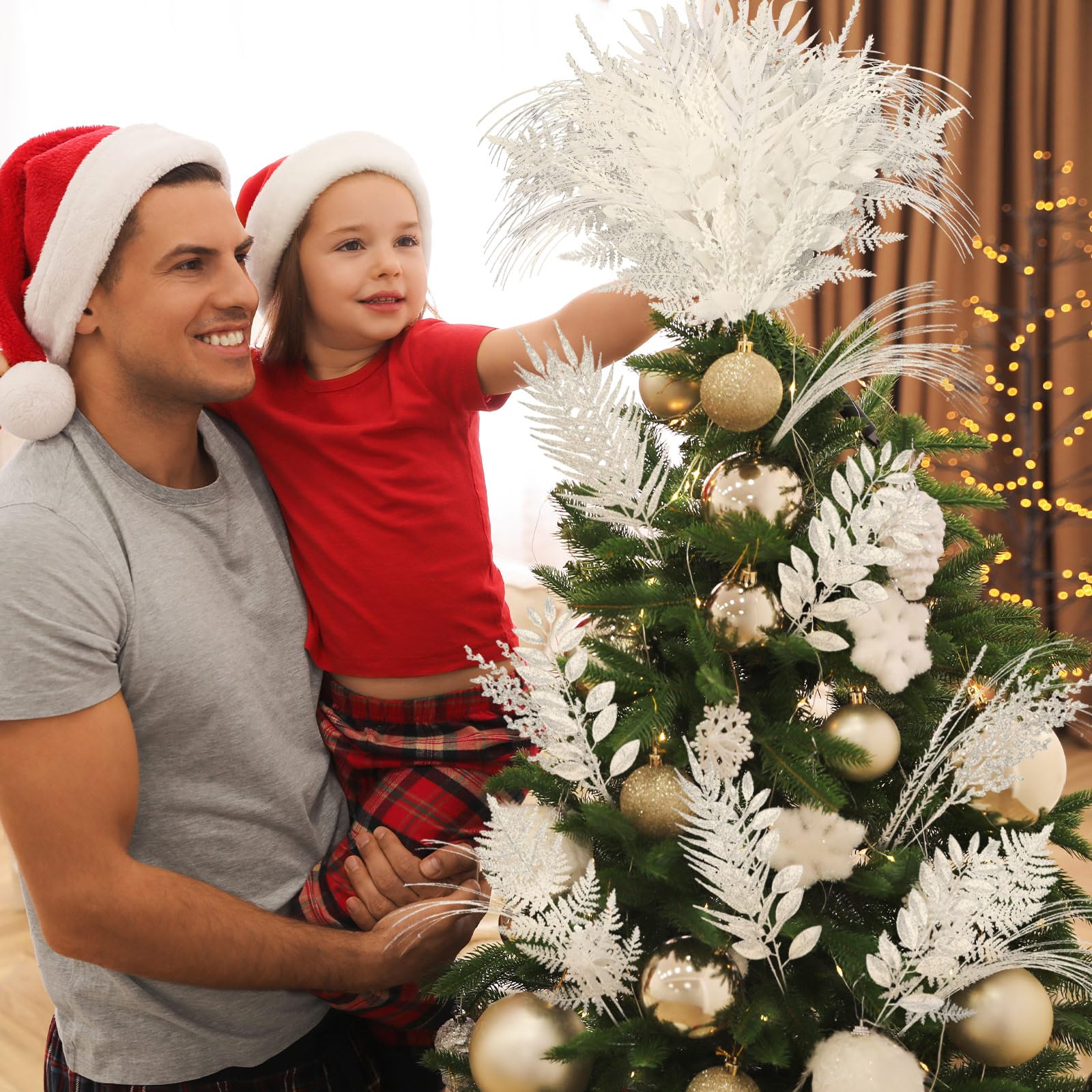 Snapklik.com : 50 Pcs White Christmas Tree Picks And Sprays Xmas Tree ...