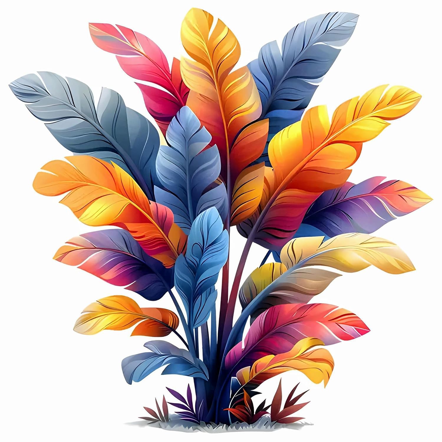 MagJet Tropical Colorful Leaf Wall Stickers - Vibrant 45x45 cm Wall ...
