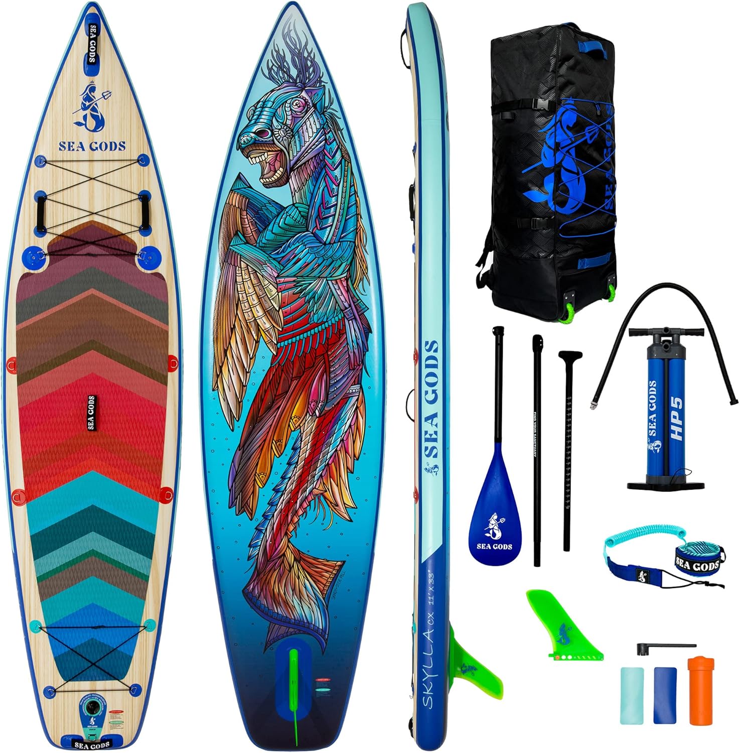Amazon.com : Sea Gods Skylla CX 11ft Inflatable Cross-Touring Stand Up ...