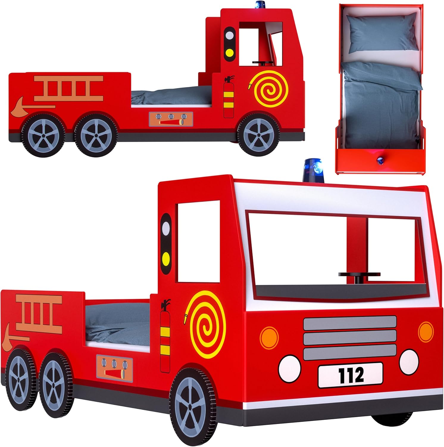 CASARIA® Children's Red Fire Engine Bed Frame | Standard Single ...