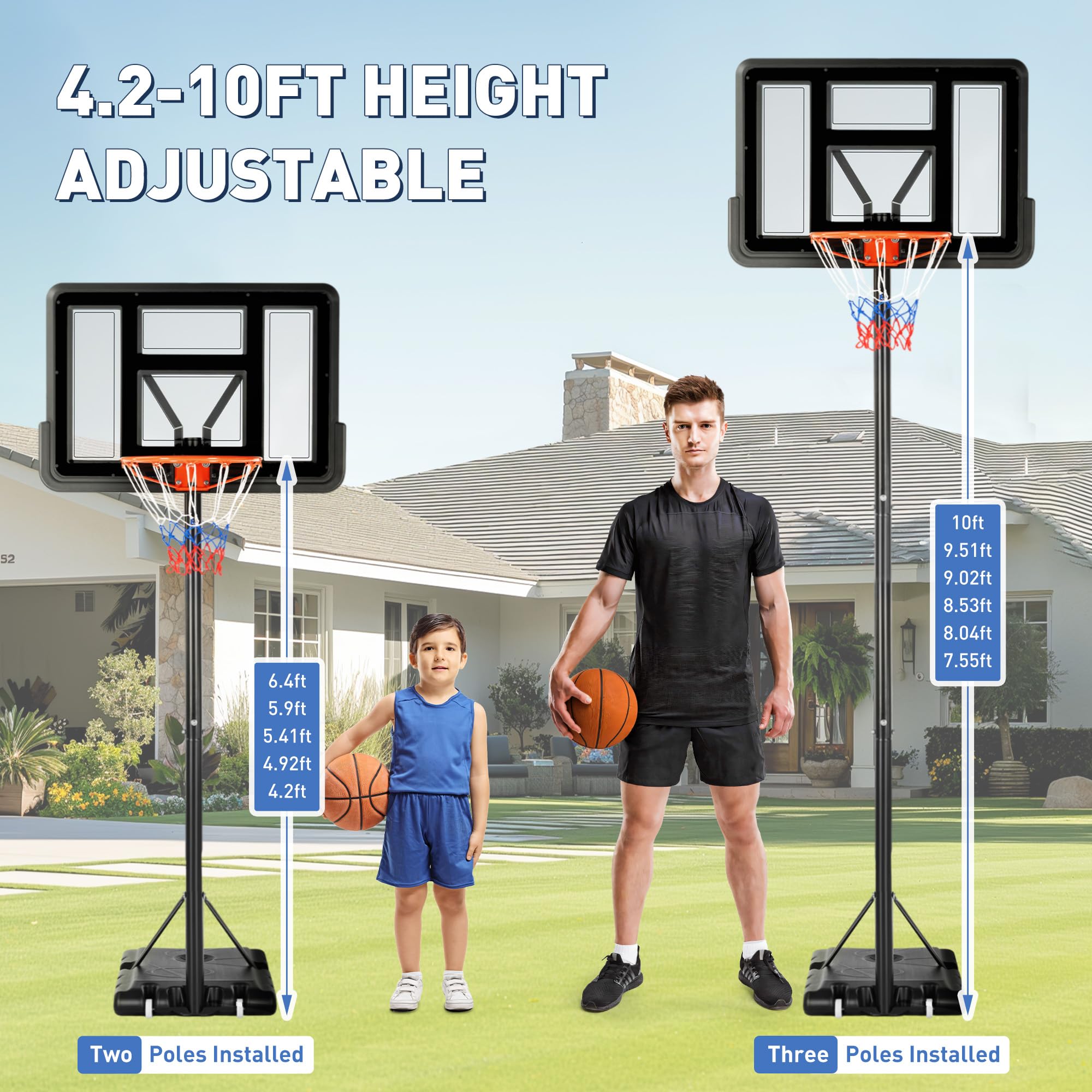 Snapklik.com : DUMOS Portable Basketball Hoop Outdoor - Adjustable ...