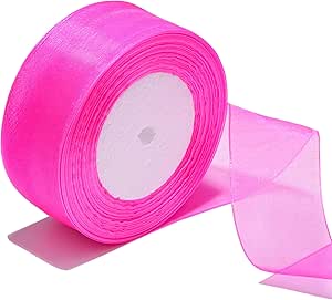 Amazon.com: Bsikon 1-1/2 Inch Sheer Organza Ribbon 50 Yards Hot Pink ...