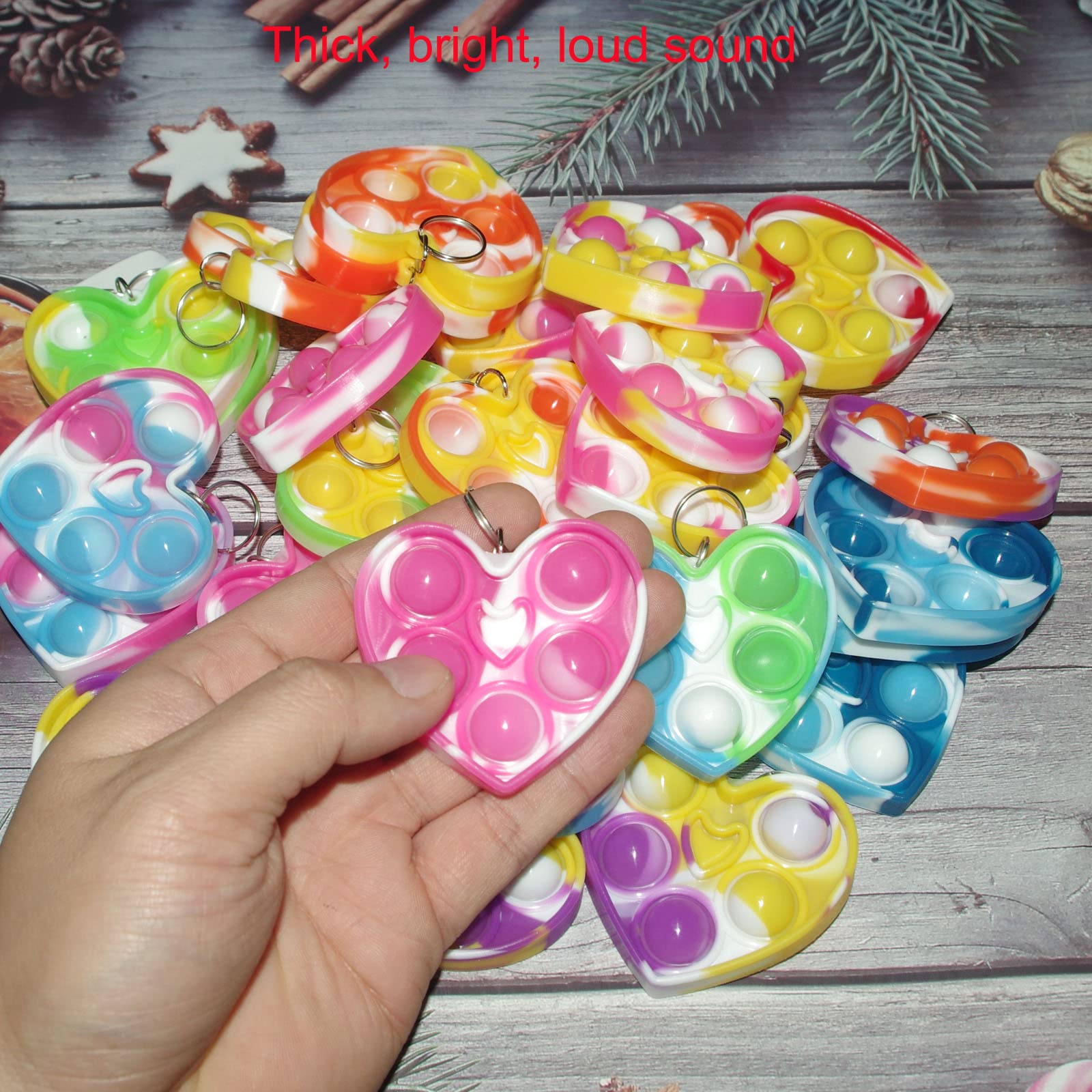 Sensory Toys 30 Pack Rainbow Heart Pop Fidget Keychains - Mini Bubble ...