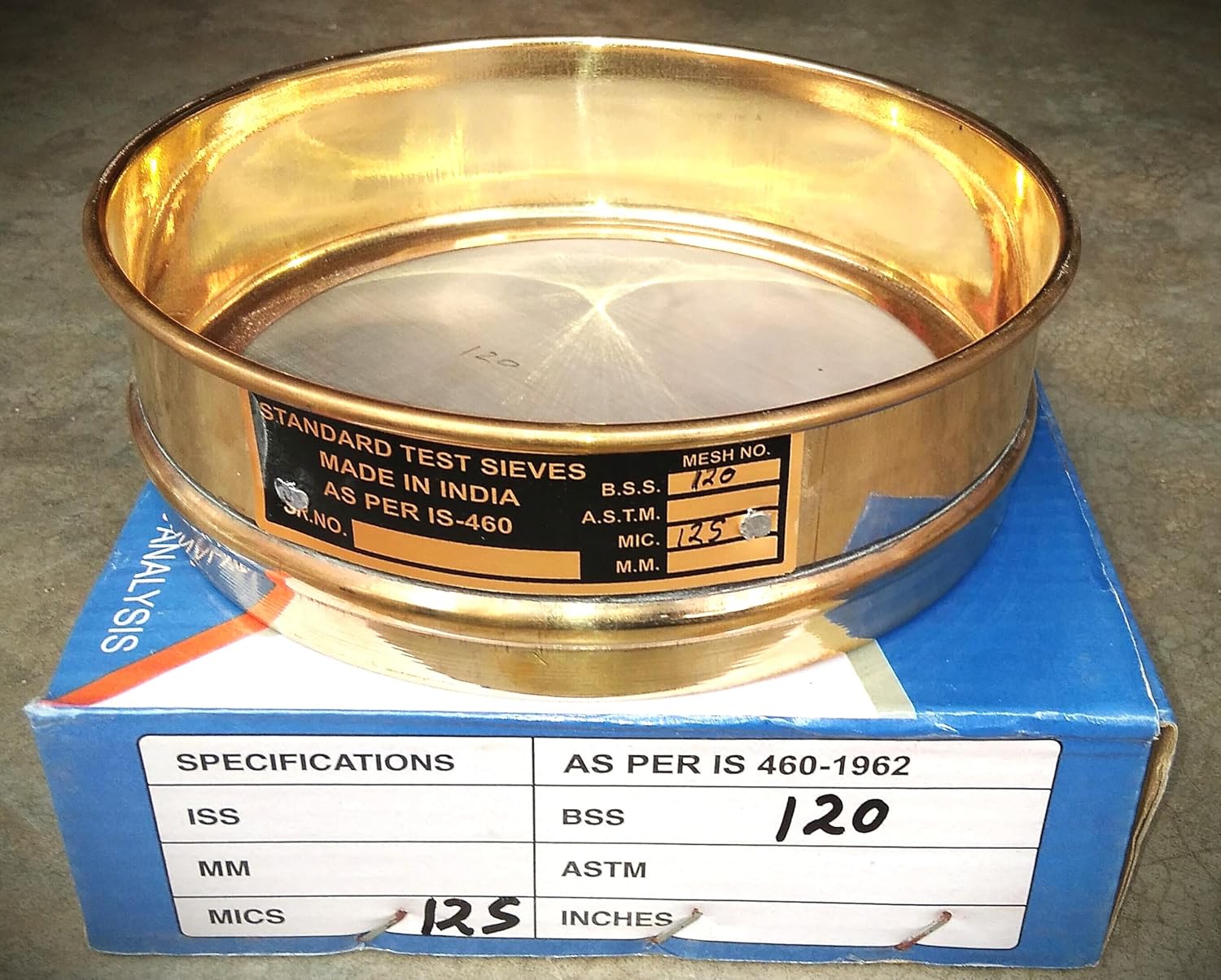 Test Sieve 8 inch (Diameter 200 mm) 125Micron Stainless Steel Mesh with ...