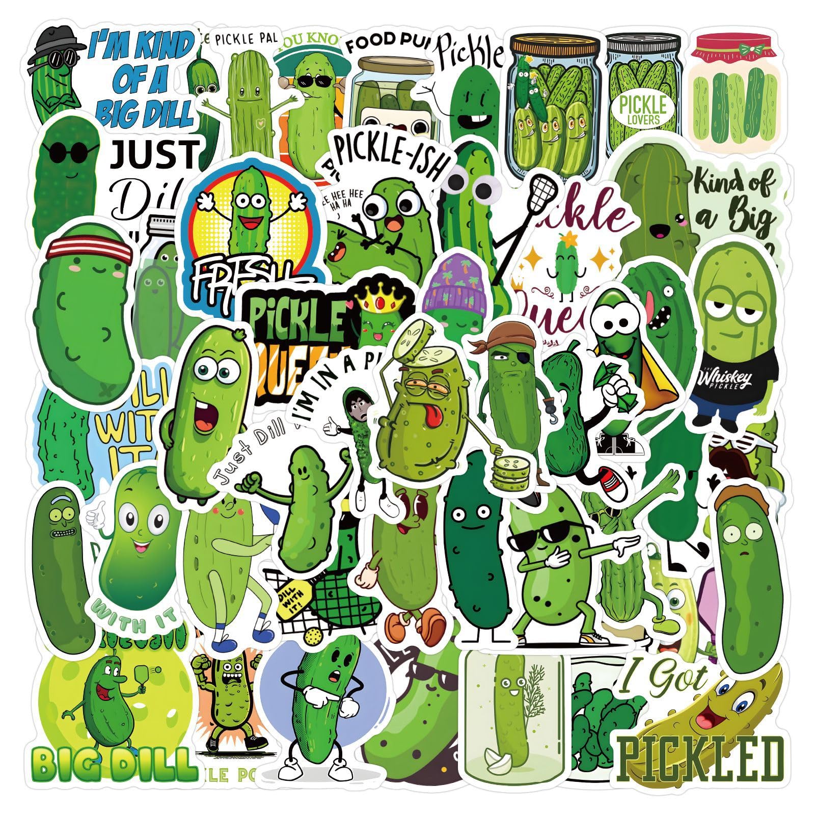Amazon.com: 60PCS Funny Pickle Stickers Cartoon Cucumber Stickers for ...