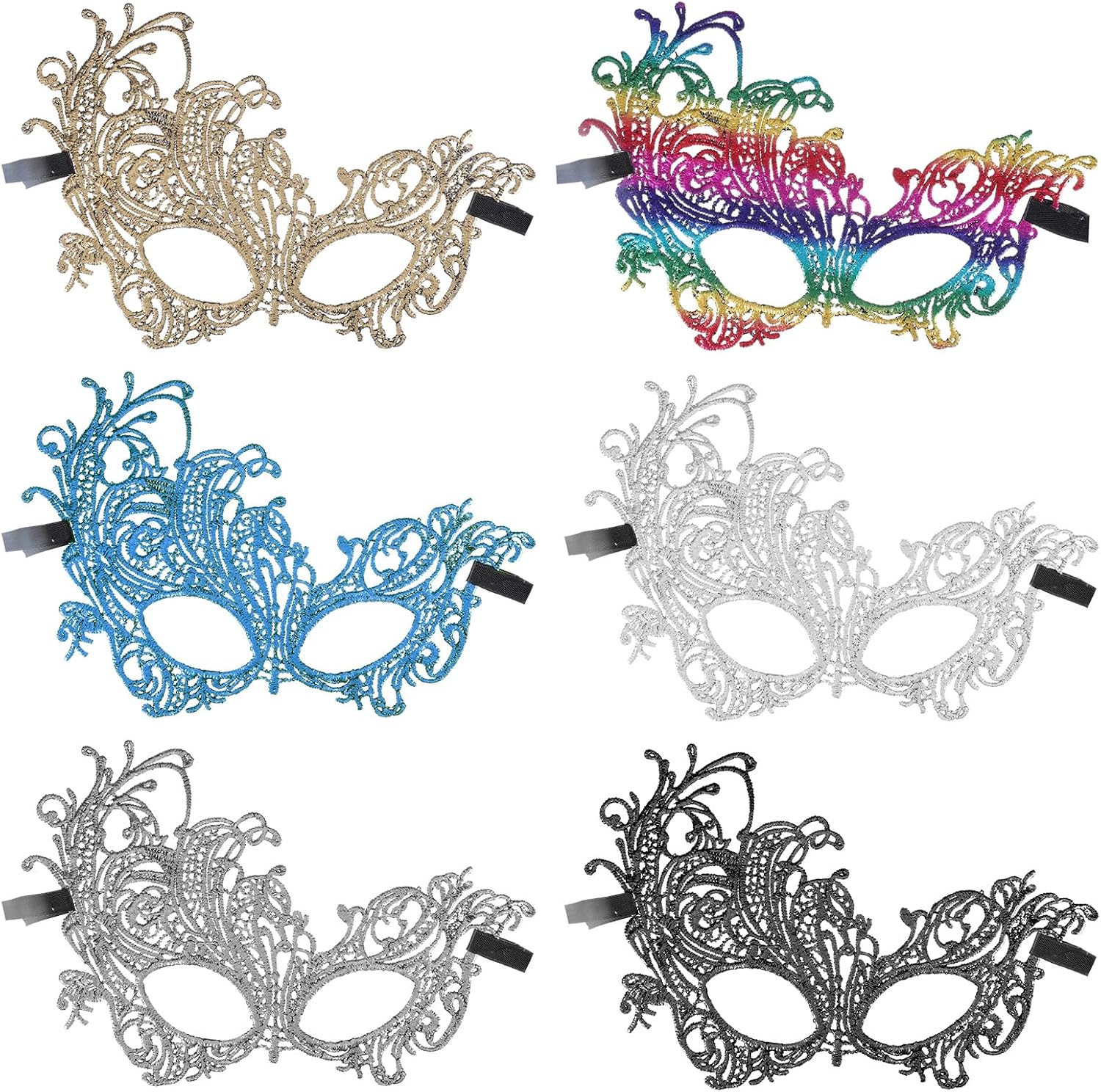 Amazon.com: Bruislard Masquerade Mask for Women, 6 Pieces Multicolored ...